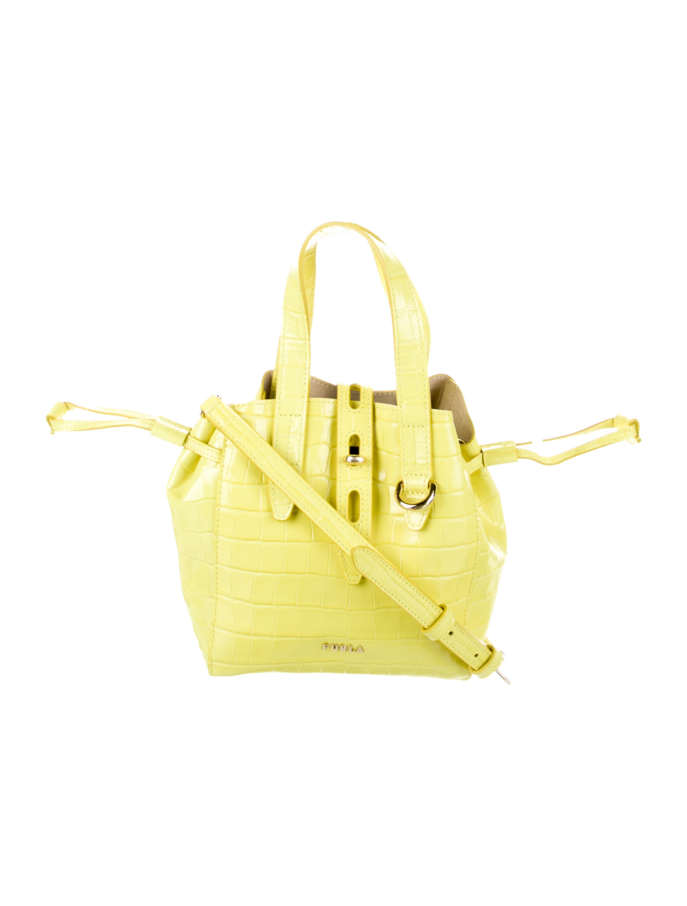 Furla Embossed Leather Handle Bag - Yellow Handle Bags, Handbags ...