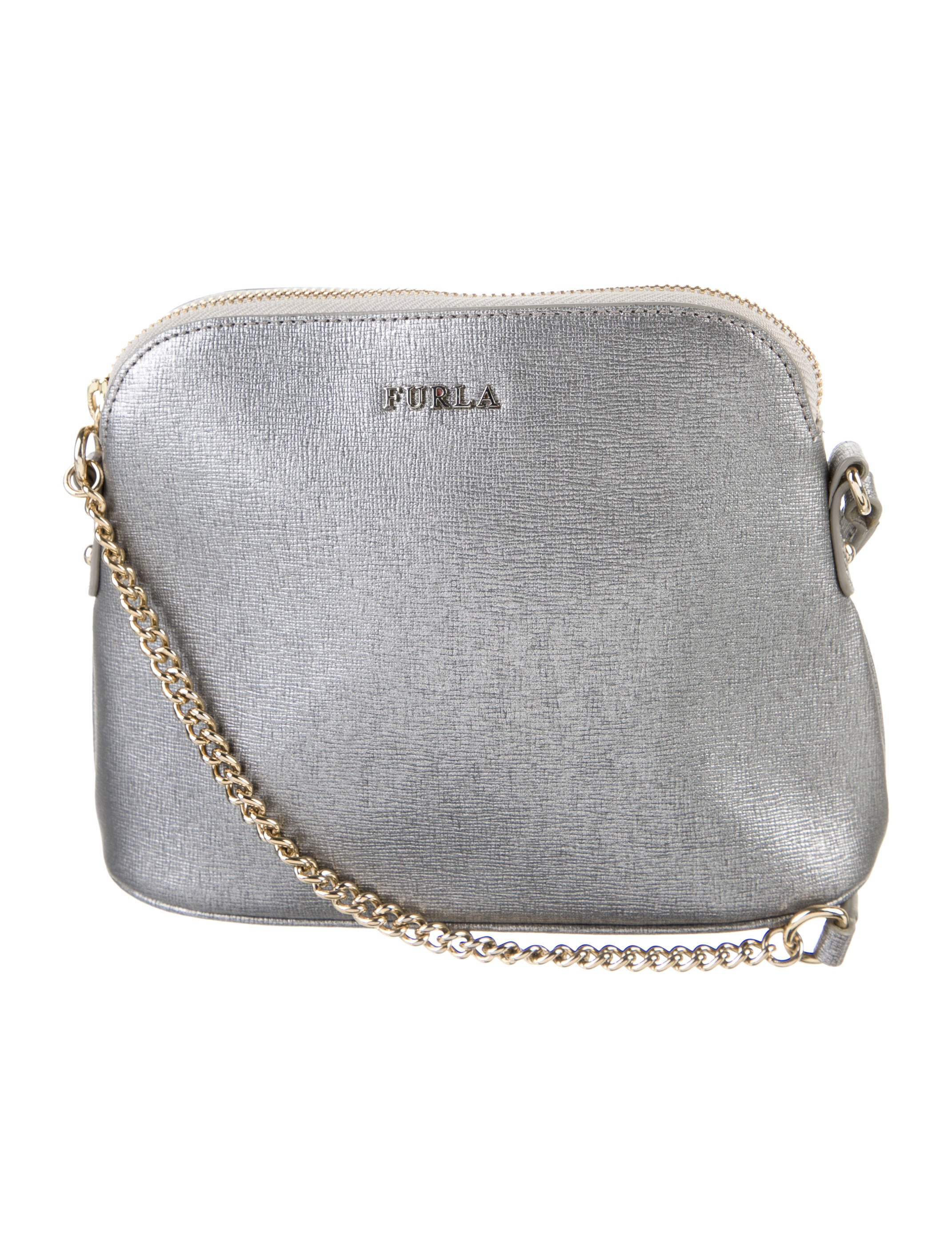 Furla Leather Metallic Crossbody Bag - Grey Crossbody Bags, Handbags ...