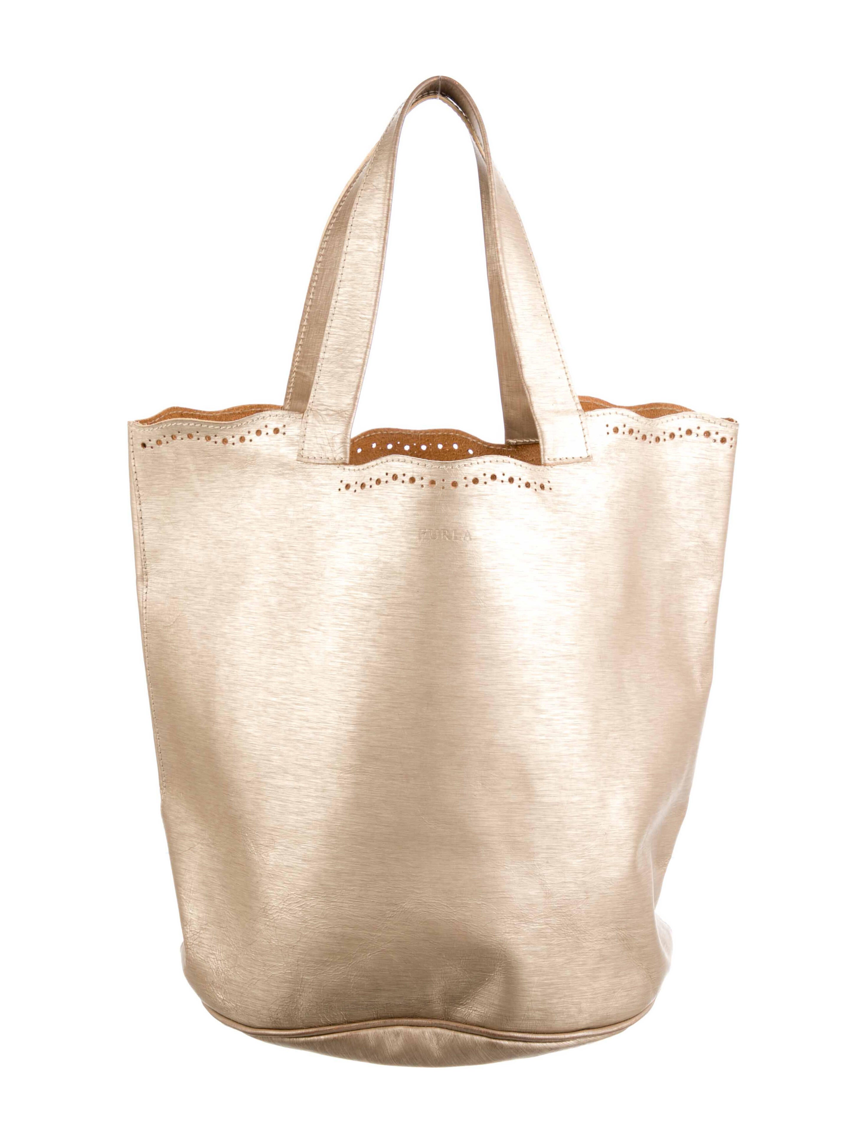 Furla Metallic Leather Tote - Gold Totes, Handbags - WFU29050 | The ...