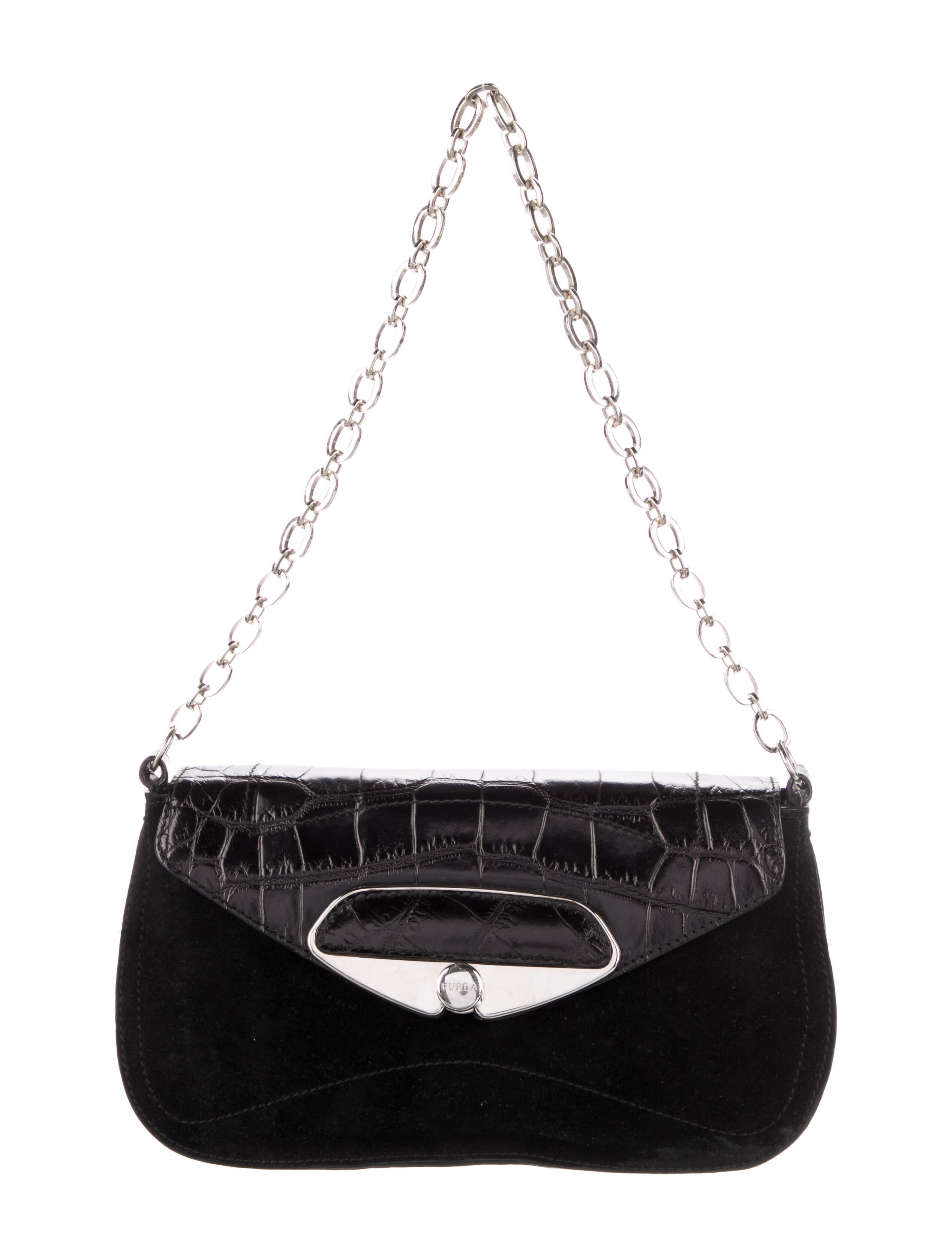 Furla Suede Leather Trim Handle Bag - Black Handle Bags, Handbags ...
