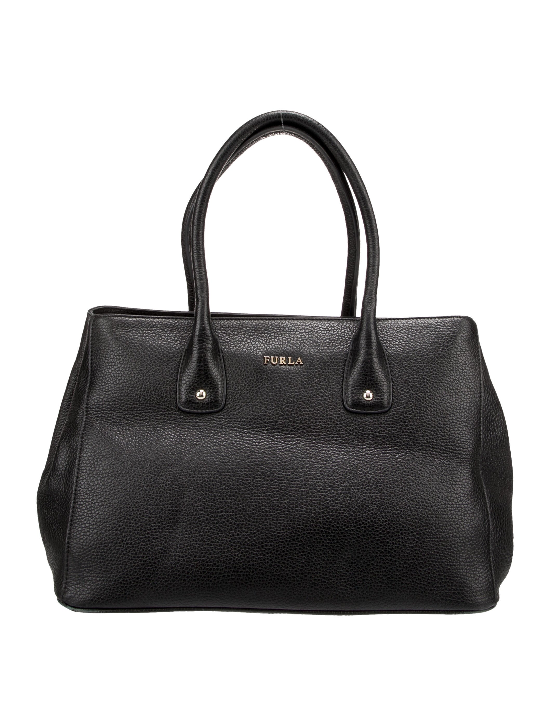 Furla Grained Leather Tote - Black Totes, Handbags - WFU34005 | The ...