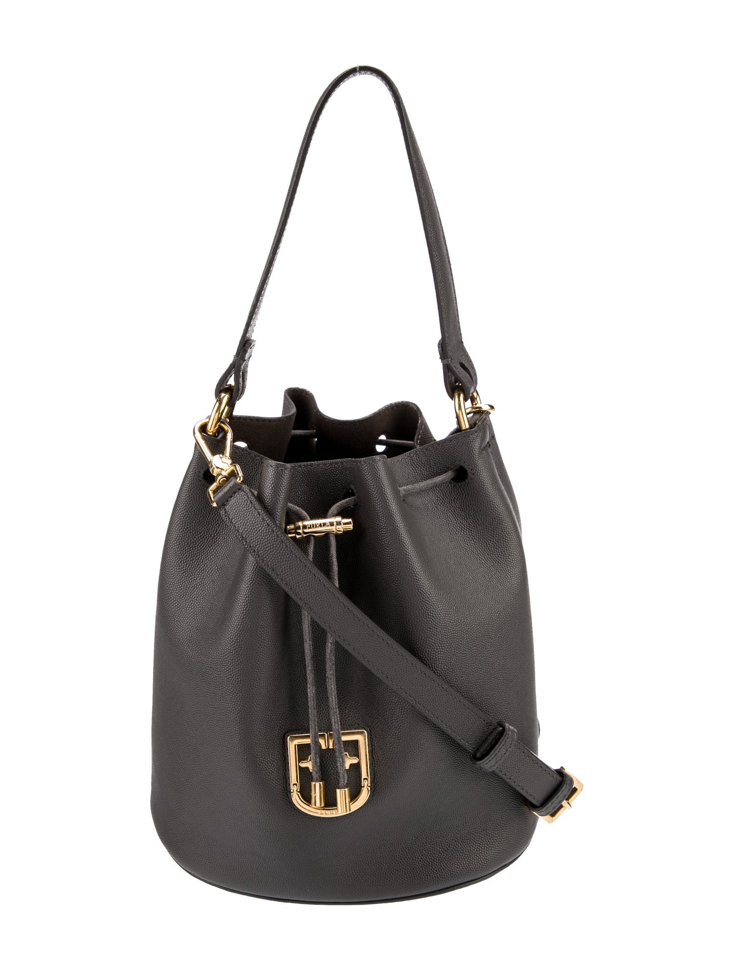 Furla Leather Bucket Bag - Grey Bucket Bags, Handbags - WFU35058 | The ...