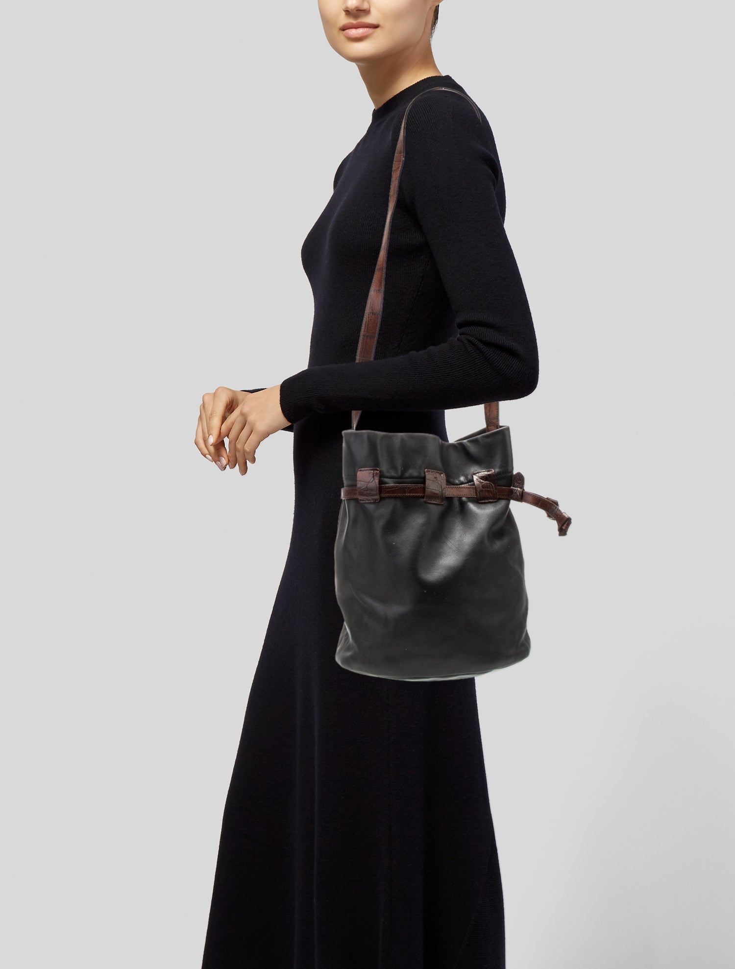 Bottega Veneta Leather-Trimmed Suede Bucket Bag - Bucket Bags, Handbags ...