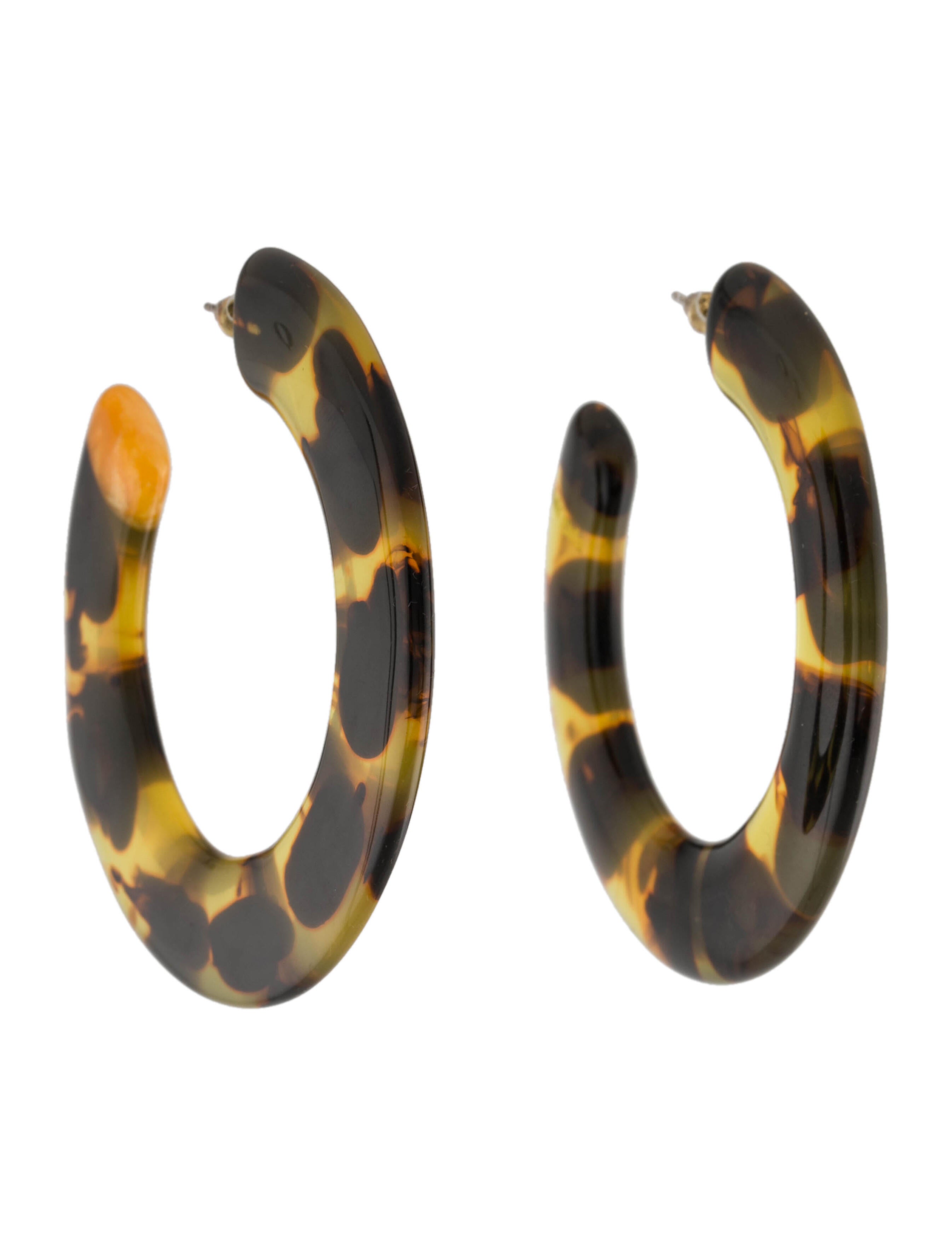 Cult Gaia Kennedy Tortoise Hoop Earrings - Black, Gold-Tone Metal Hoop ...