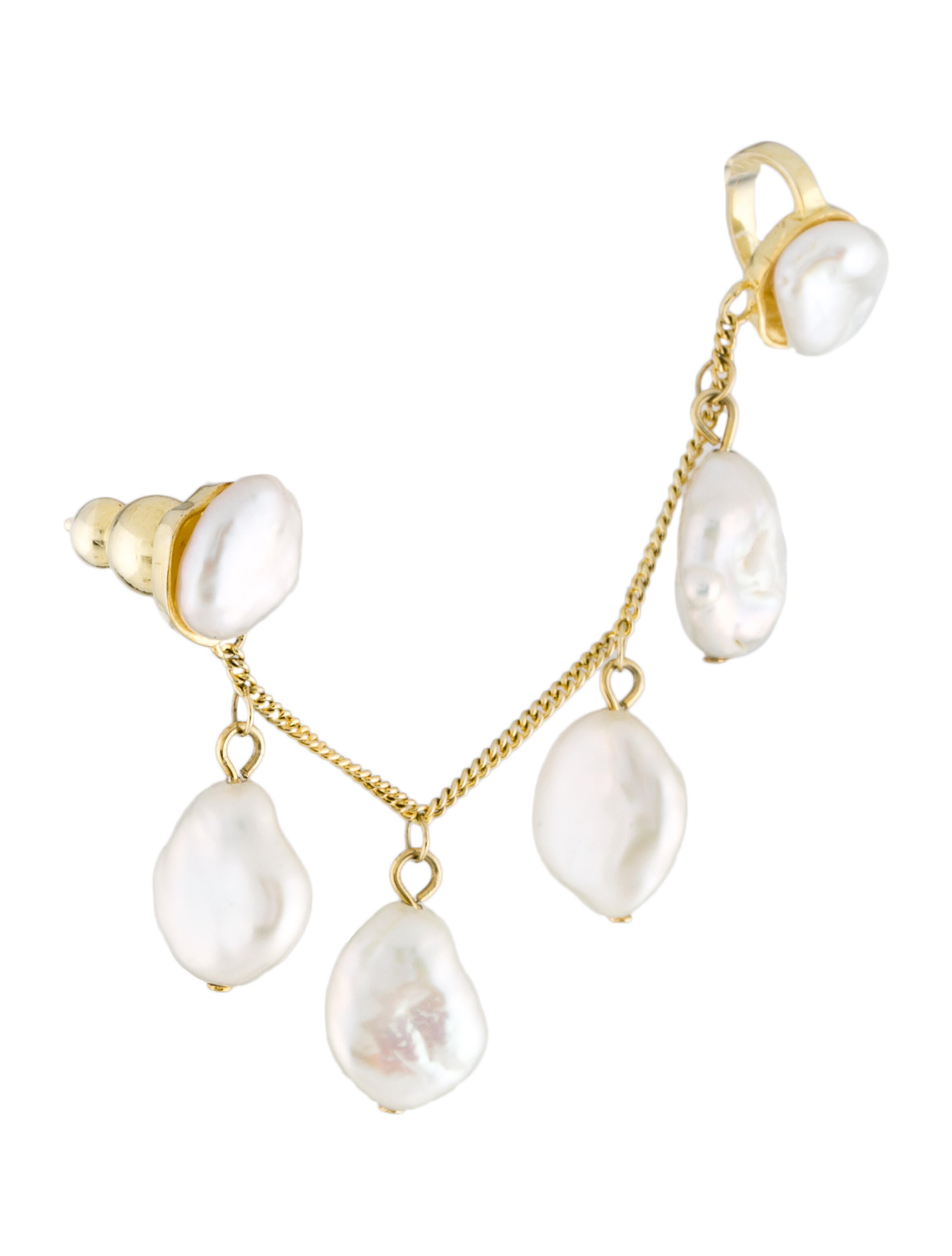 Cult Gaia Mother Of Pearl Shanti Climber Earring - Brass Ear Cuff ...