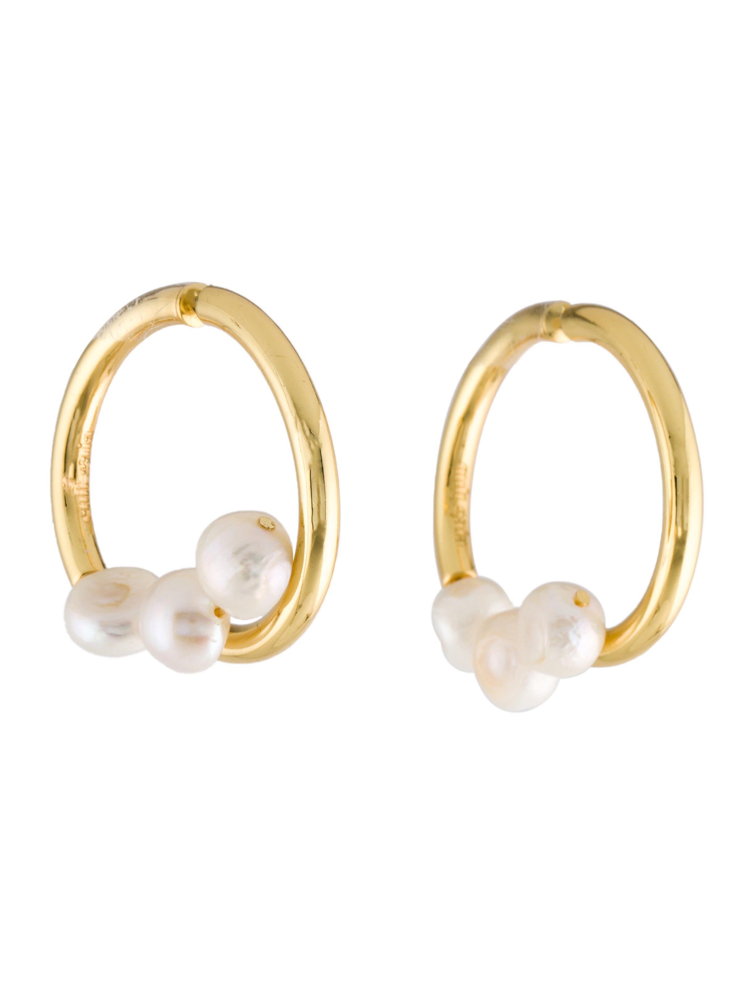 Cult Gaia Pearl Leonie Drop Earrings - Brass Hoop, Earrings ...