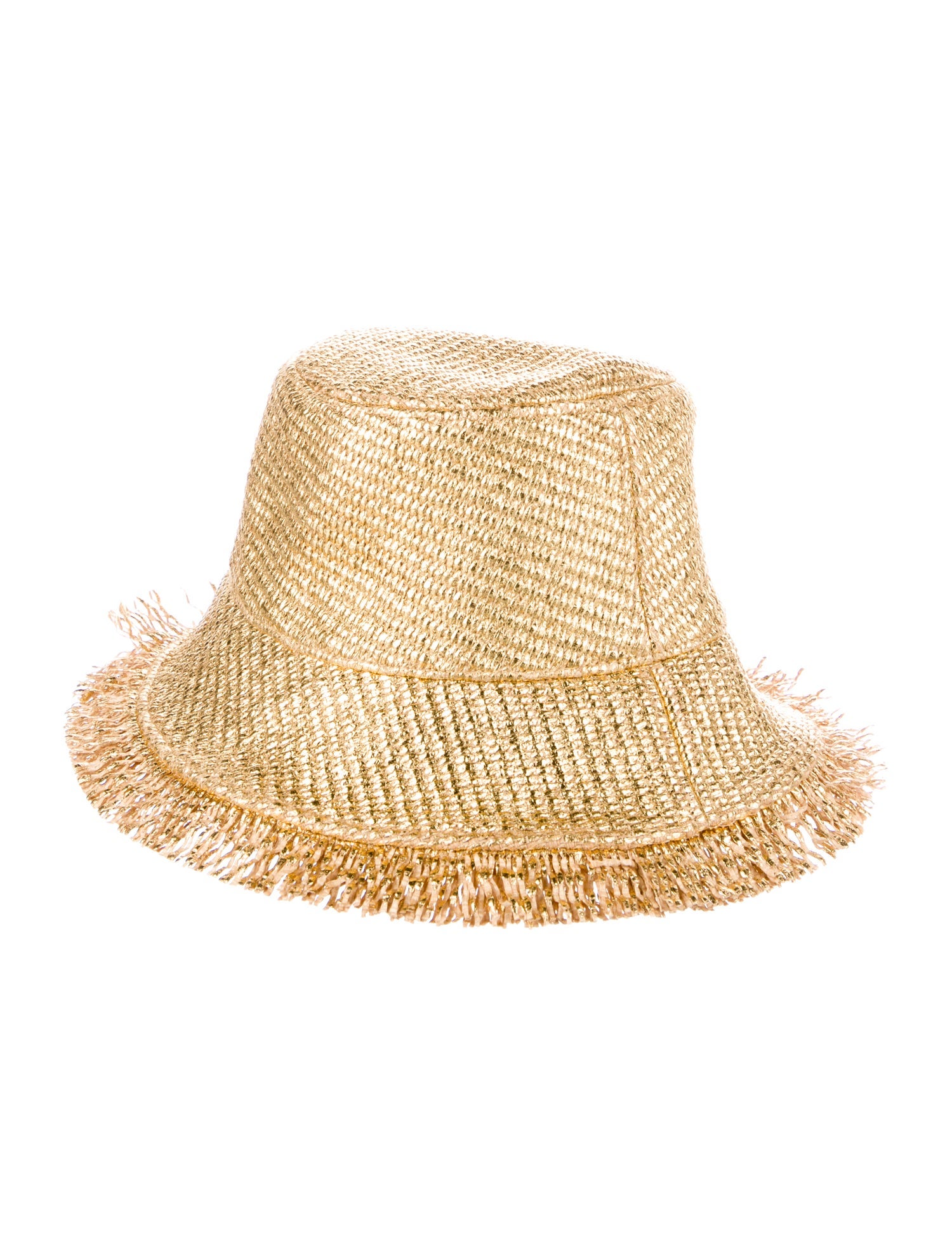 Cult Gaia Straw Fringe Bucket Hat - Gold Hats, Accessories - WGAIA44164 ...