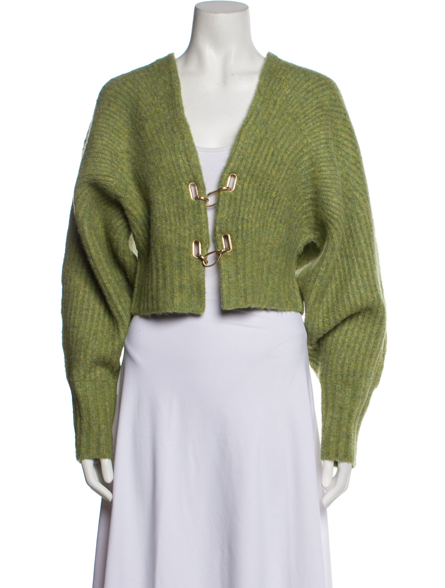 Cult Gaia Plunge Neckline Sweater - Green Knitwear, Clothing ...