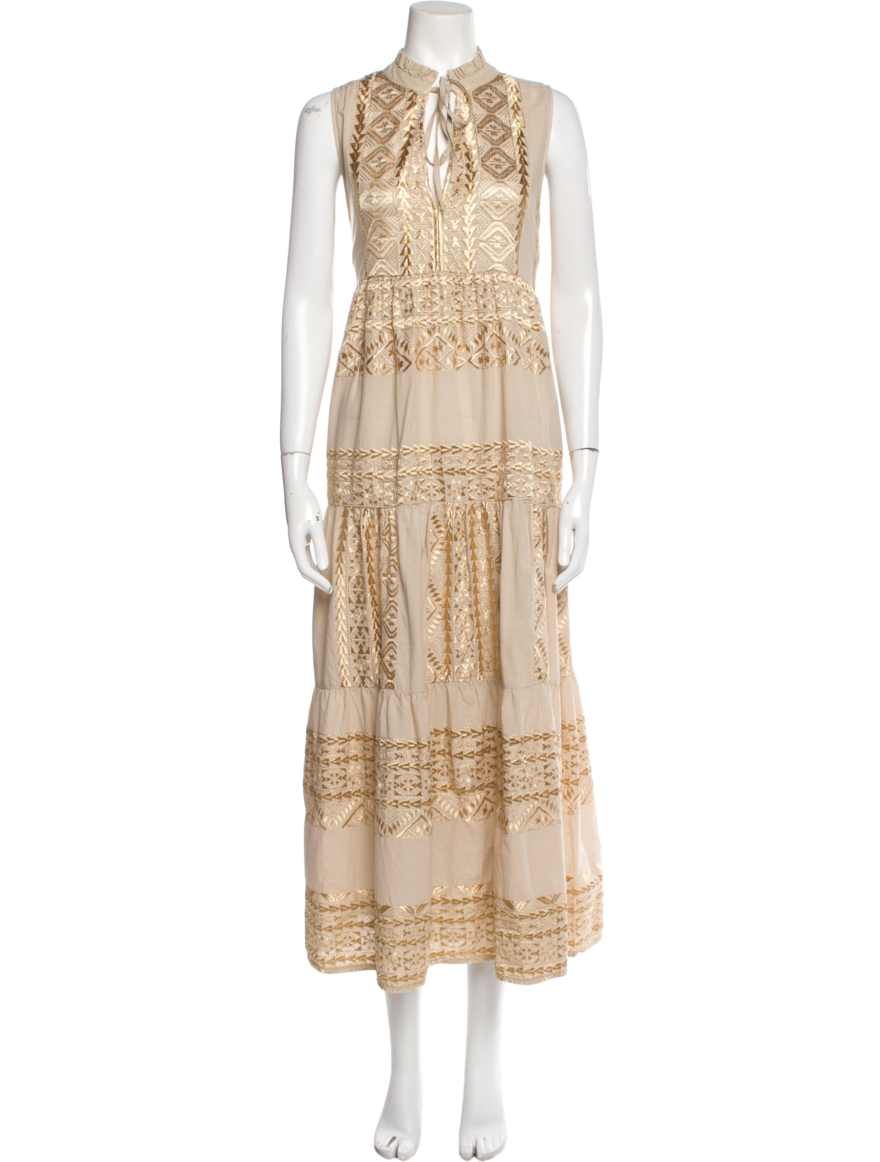 Greek Archaic Kori Tie Neck Long Dress - Gold Dresses, Clothing ...