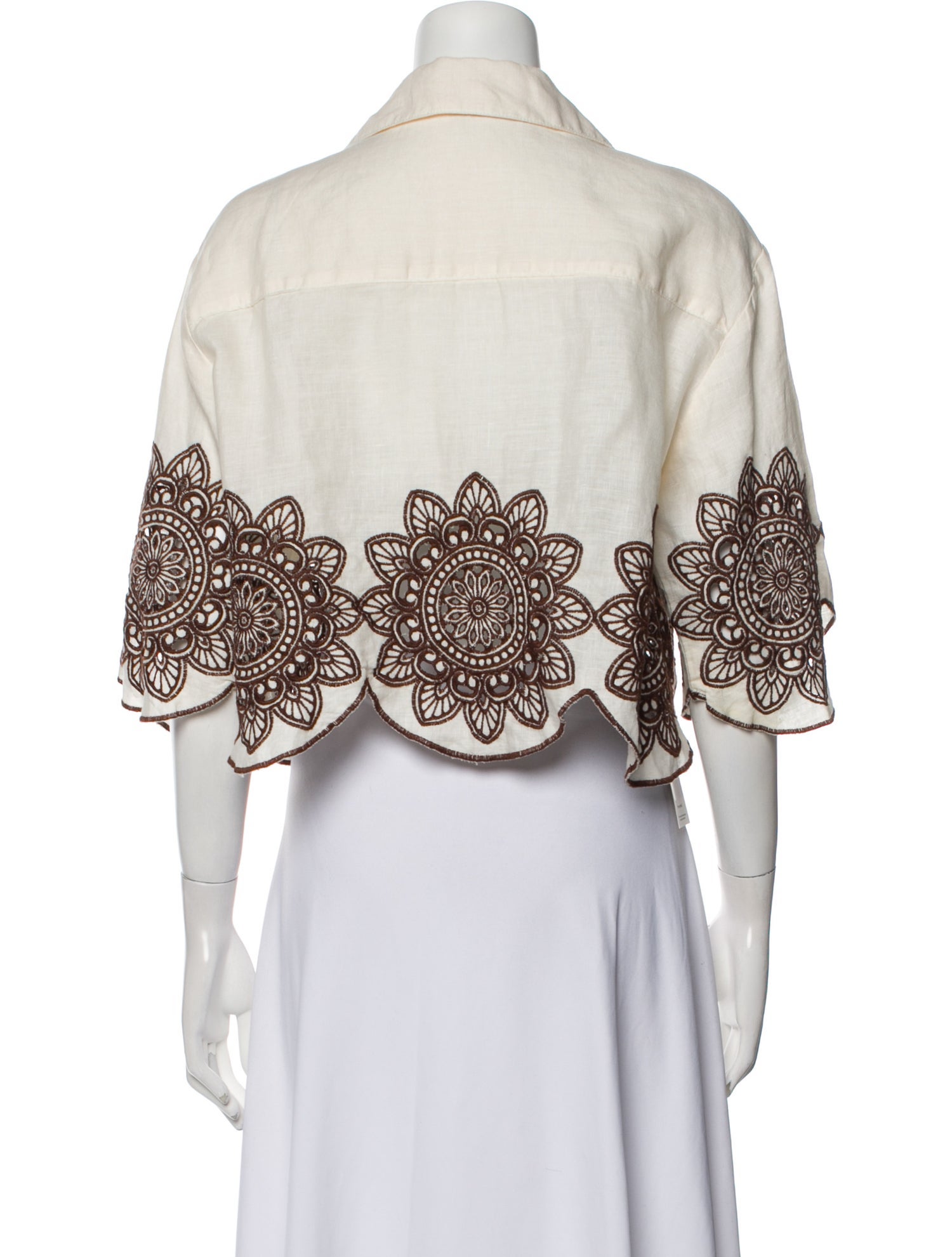 Greek Archaic Kori Linen Three-Quarter Sleeve Crop Top - Neutrals Tops ...