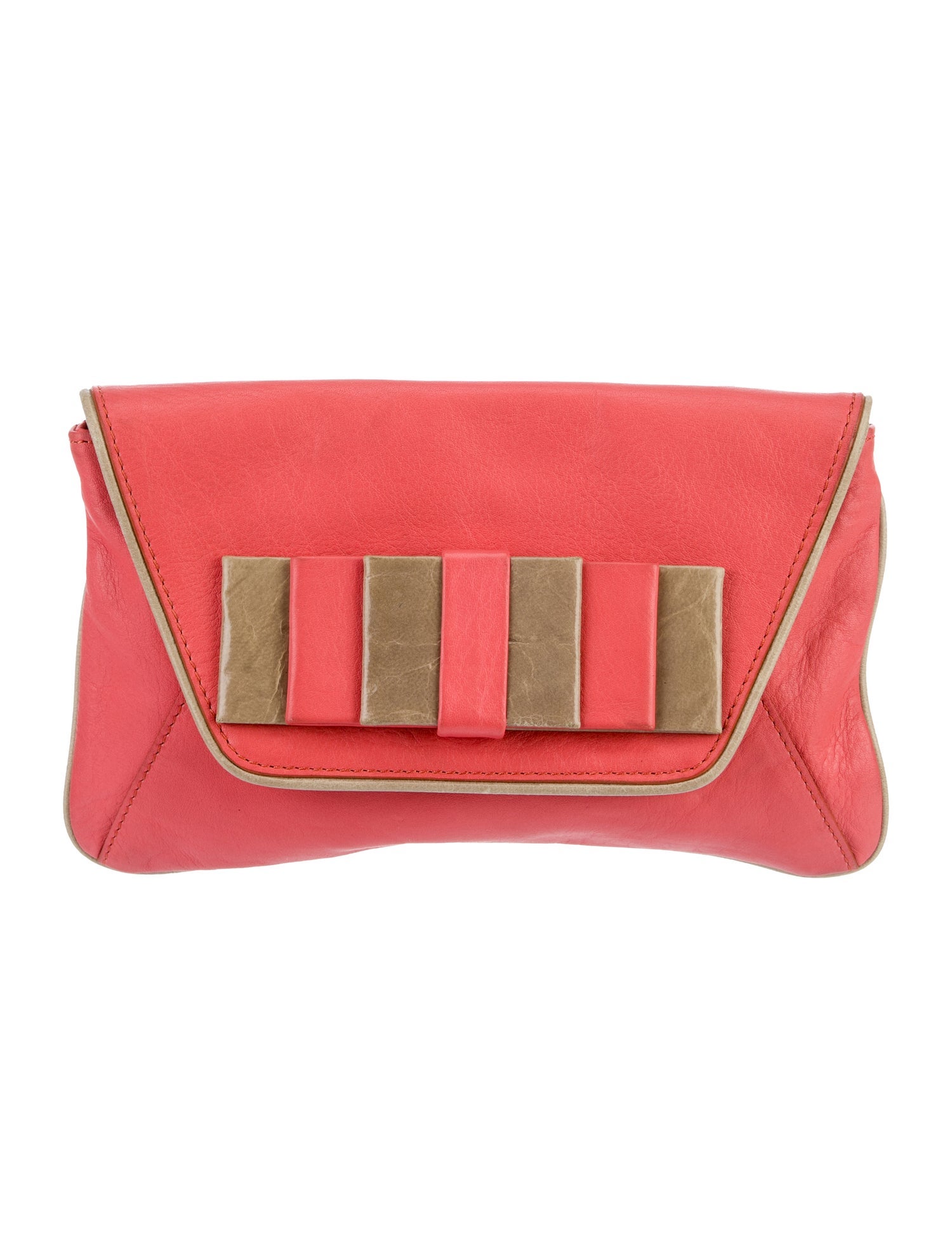 Galliano Leather Embellished Clutch - Orange Clutches, Handbags ...