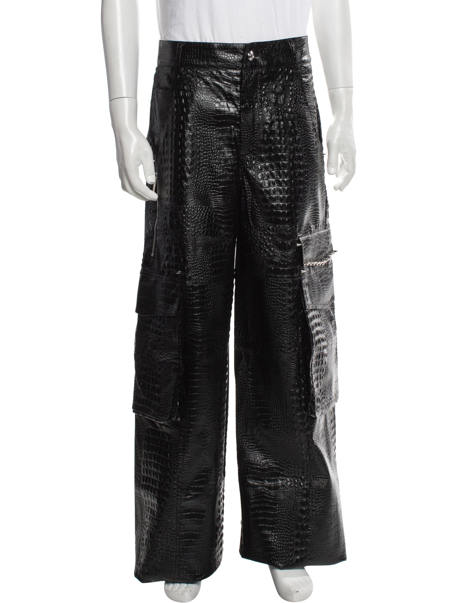 GCDS Faux Alligator Pants w/ Tags - Black, 12.5" Rise Pants, Clothing ...