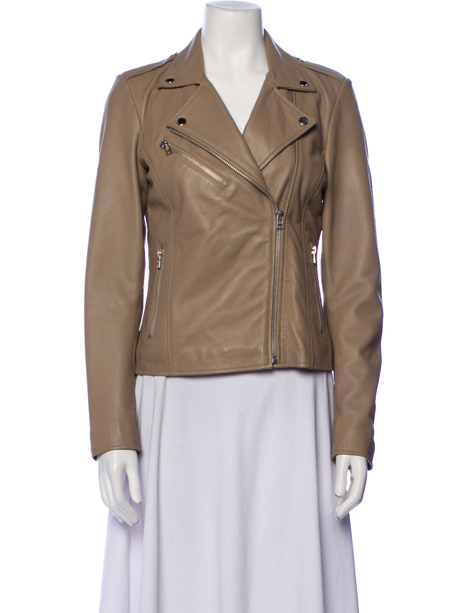 Walter Baker Lamb Leather Biker Jacket - Brown Jackets, Clothing ...
