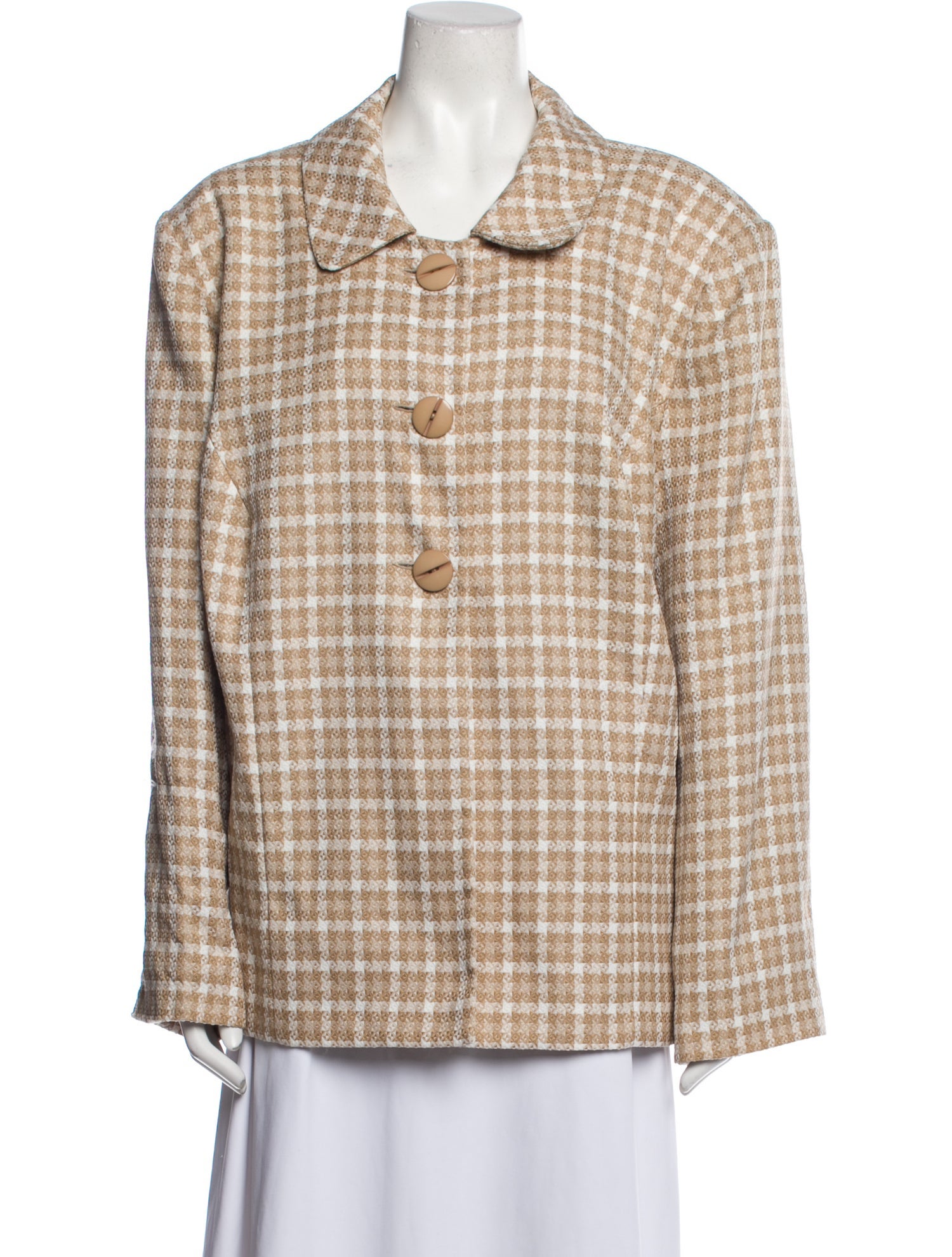 Giorgio Sant'Angelo Plaid Print Blazer - Neutrals Jackets, Clothing ...