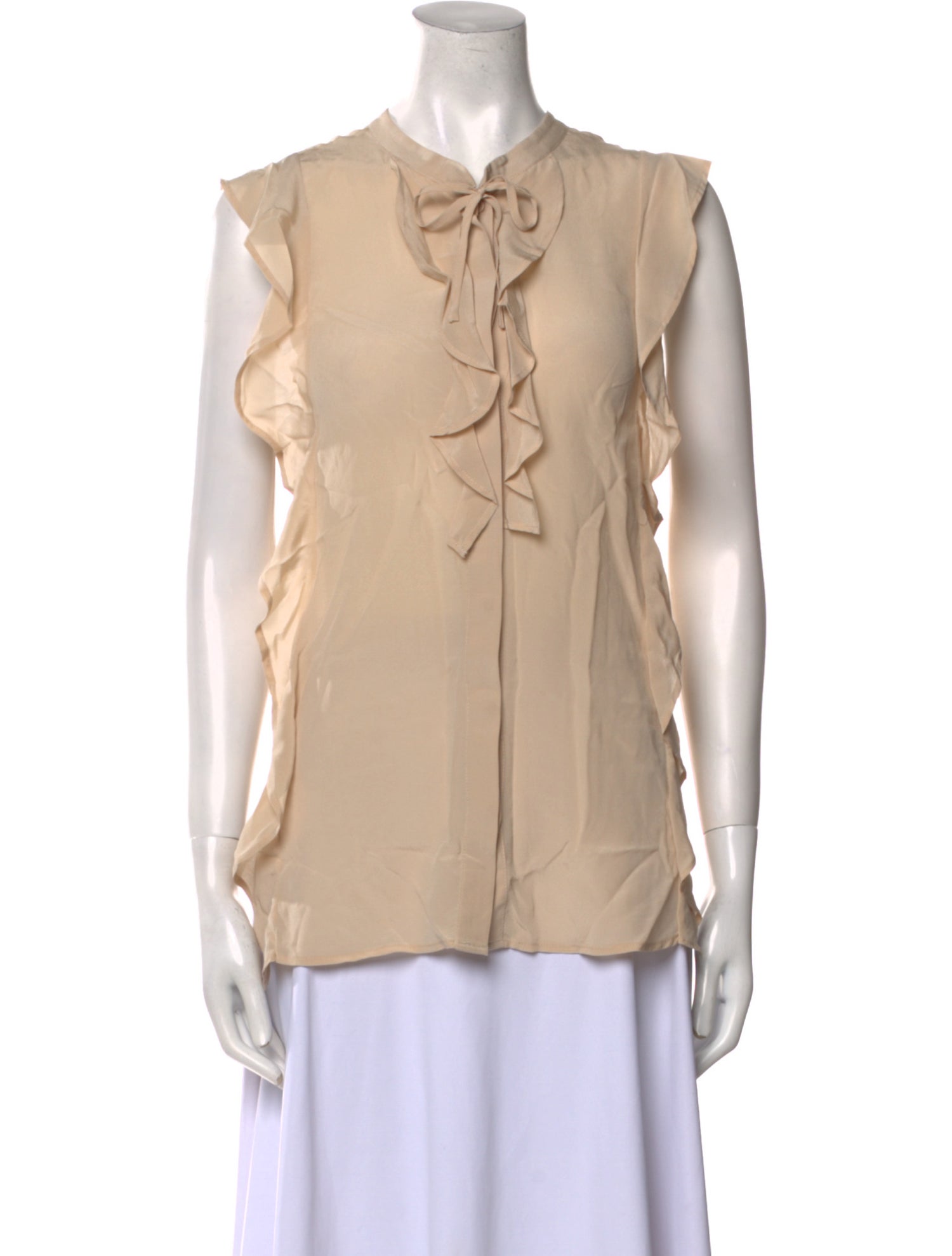 Gold Hawk Silk Tie Neck Blouse - Neutrals Tops, Clothing - WGK20552 ...