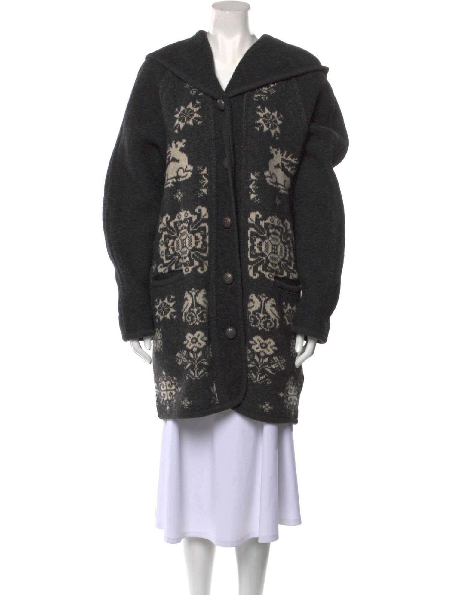 Geiger Printed V-Neck Sweater - Grey Knitwear, Clothing - WGREE20794 ...