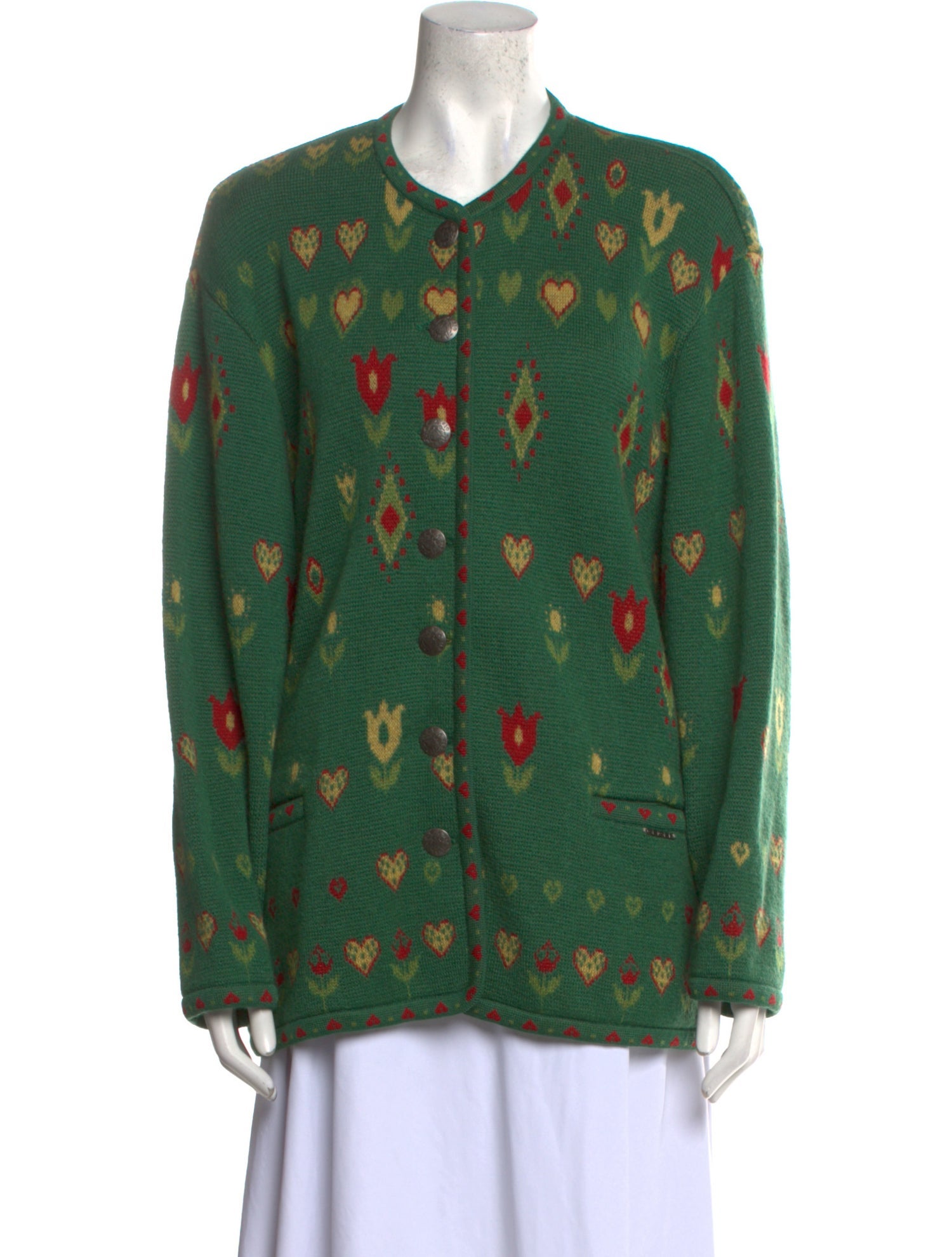 Geiger Wool Printed Sweater - Green Knitwear, Clothing - WGREE20973 ...