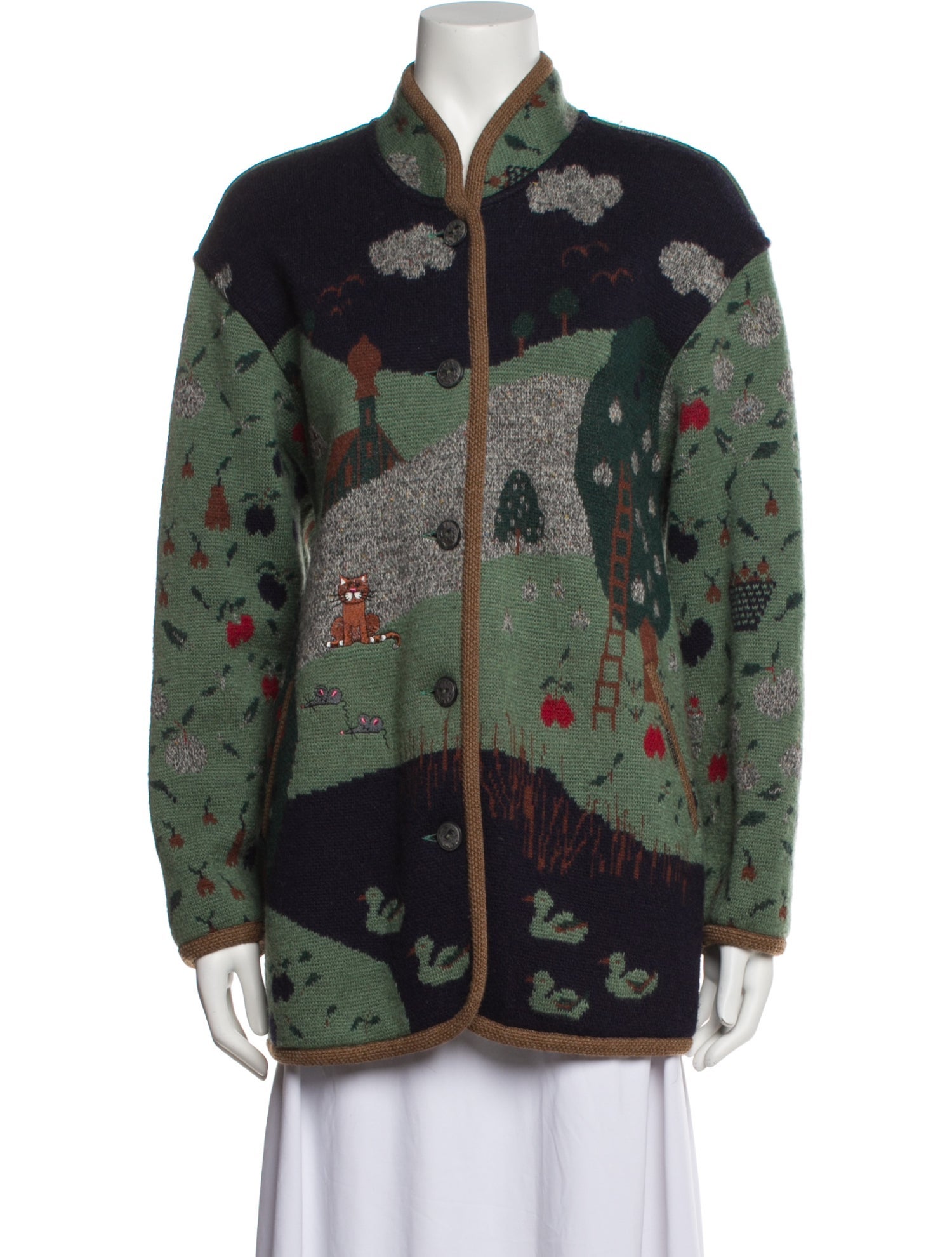 Geiger Wool Printed Coat - Grey Coats, Clothing - WGREE21118 | The RealReal