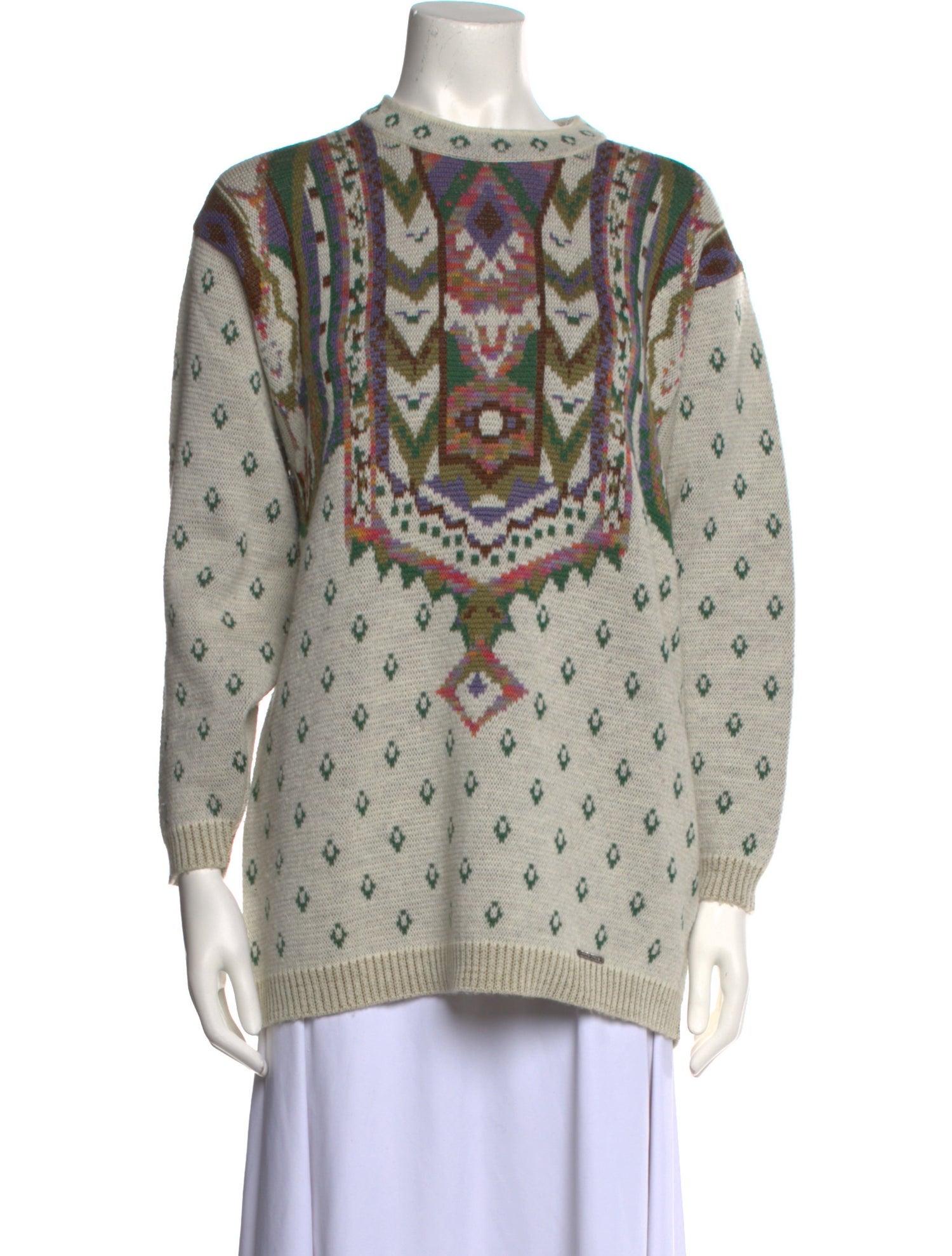 Geiger Virgin Wool Printed Sweater - Neutrals Knitwear, Clothing ...