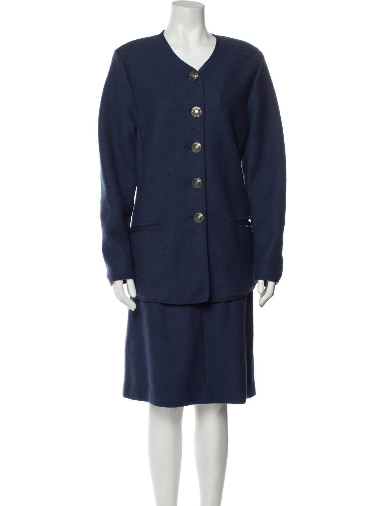 Geiger Wool Skirt Suit - Blue Suits and Sets, Clothing - WGREE21232 ...