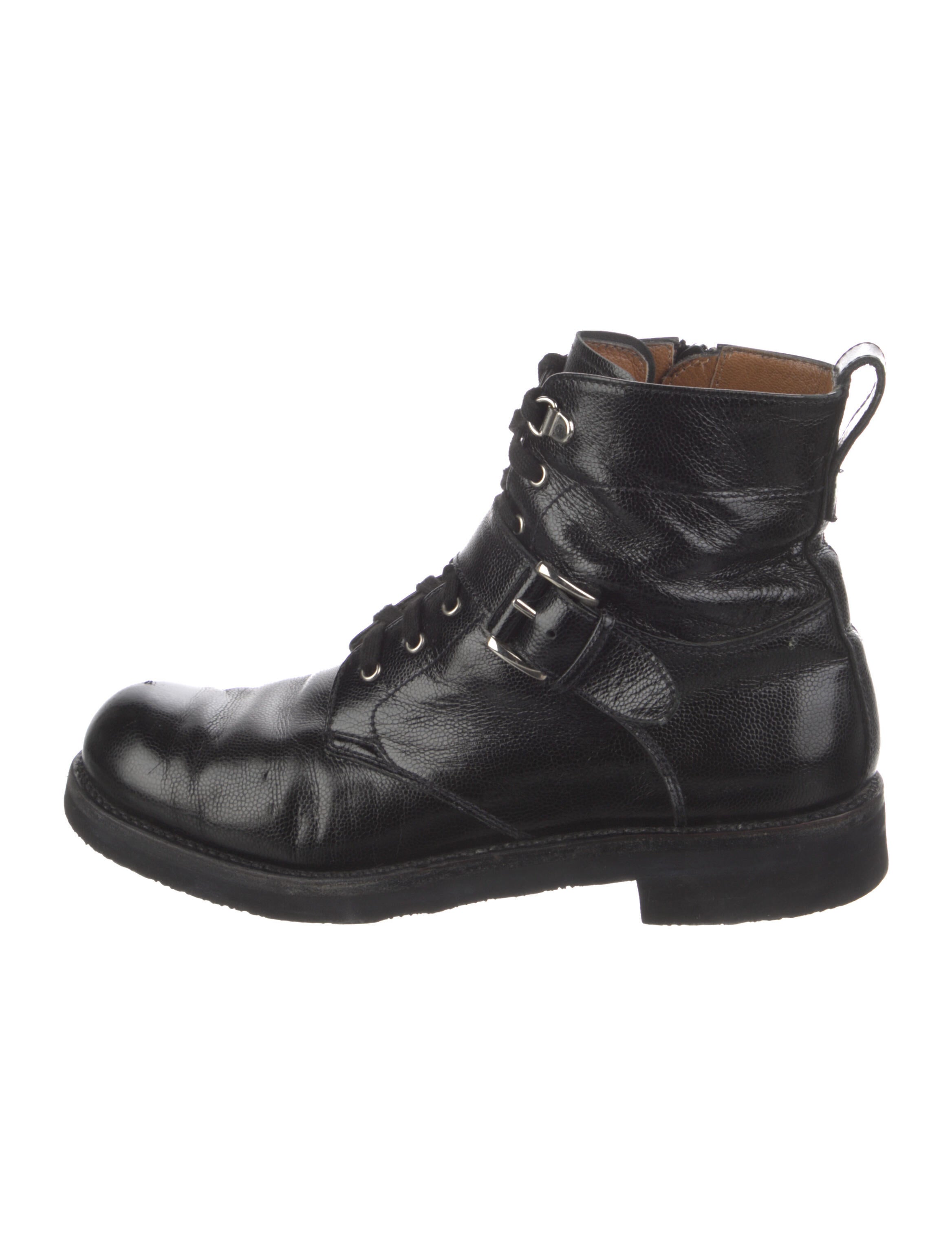 Gravati Patent Leather Combat Boots - Black Boots, Shoes - WGT22410 ...