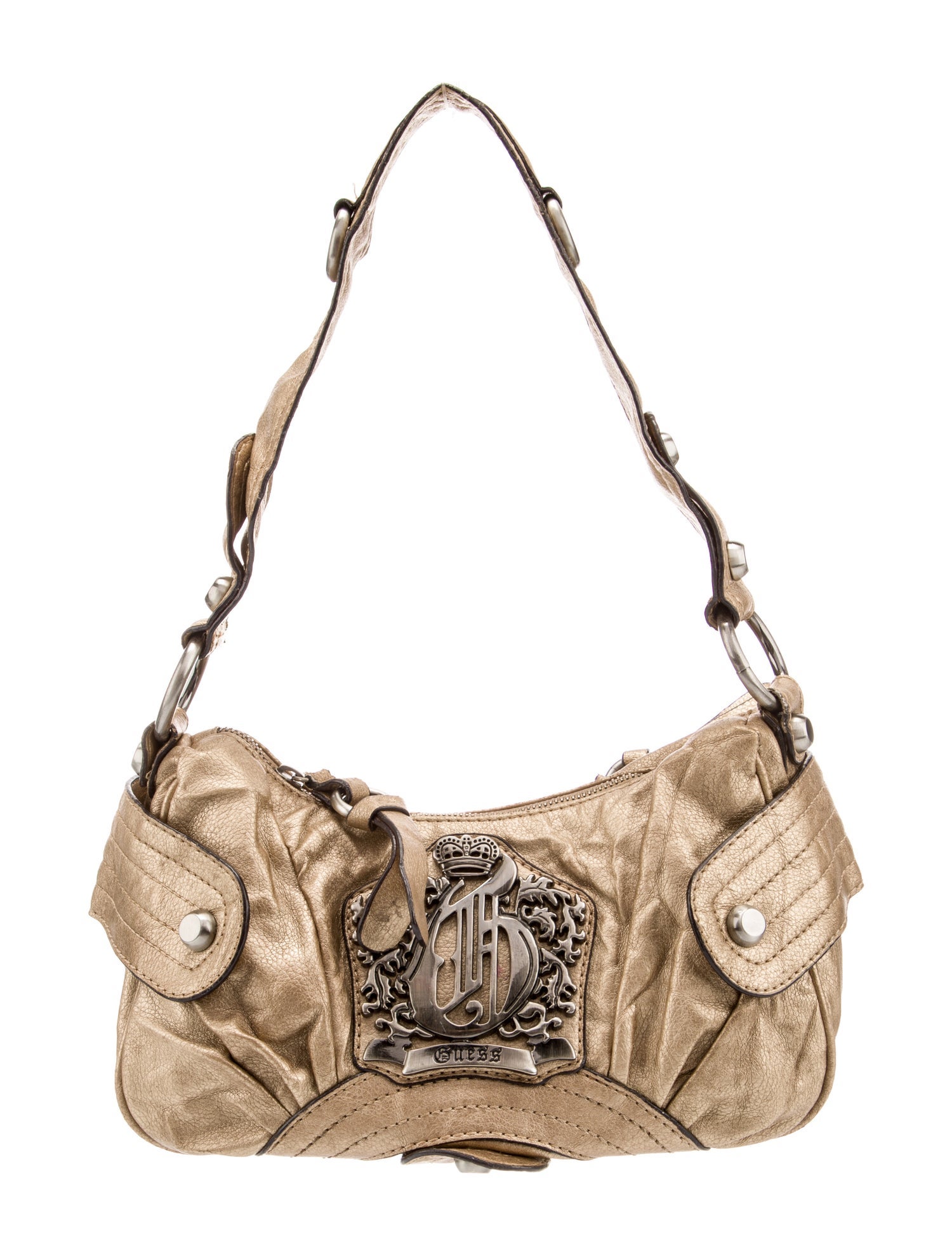 Guess Leather Shoulder Bag - Gold Shoulder Bags, Handbags - WGUSS20840 ...