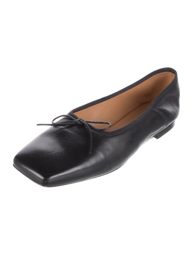 Mansur Gavriel Leather Bow Accents Ballet Flats - Black Flats, Shoes ...
