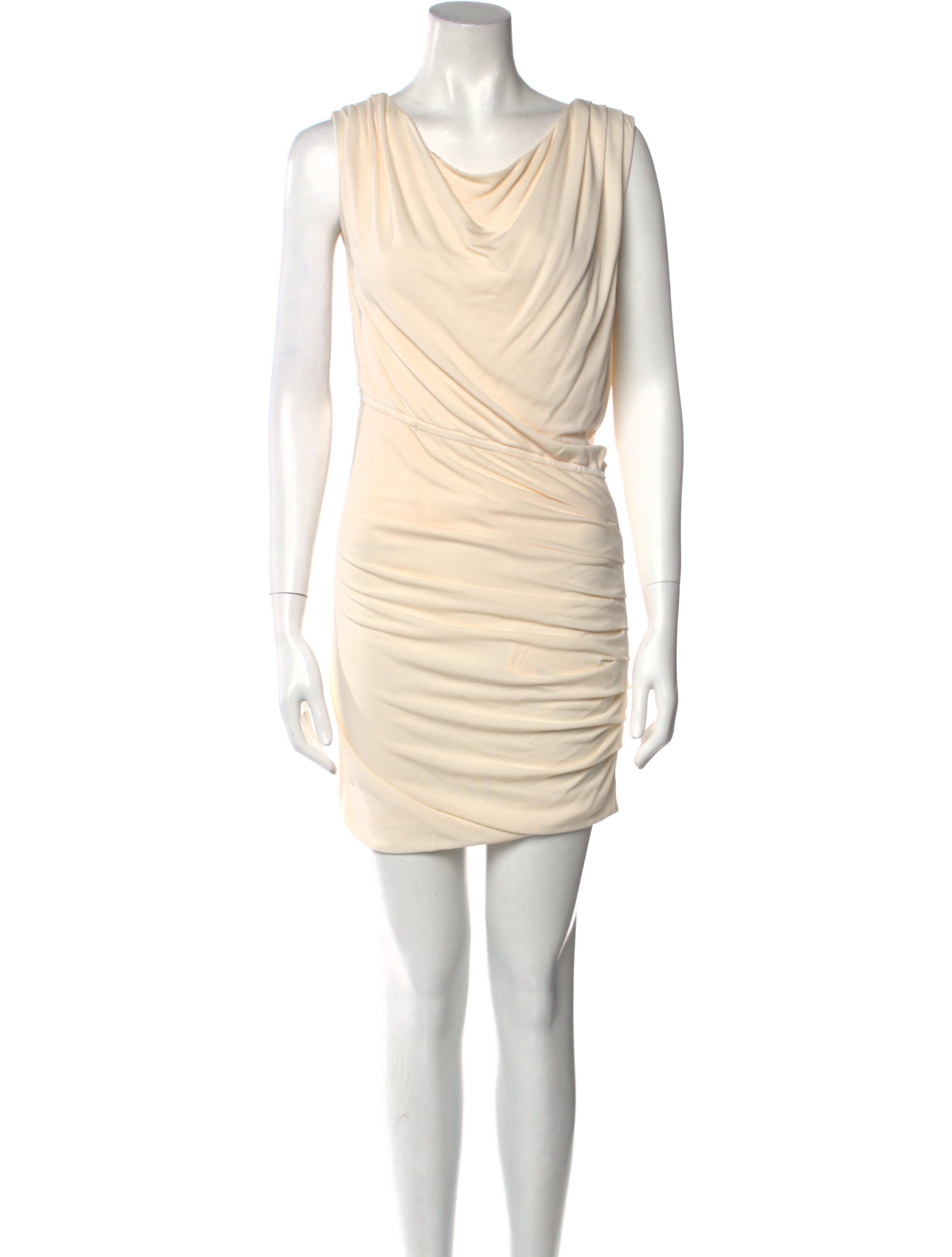 Halston Heritage Cowl Neck Mini Dress Neutrals Dresses Clothing