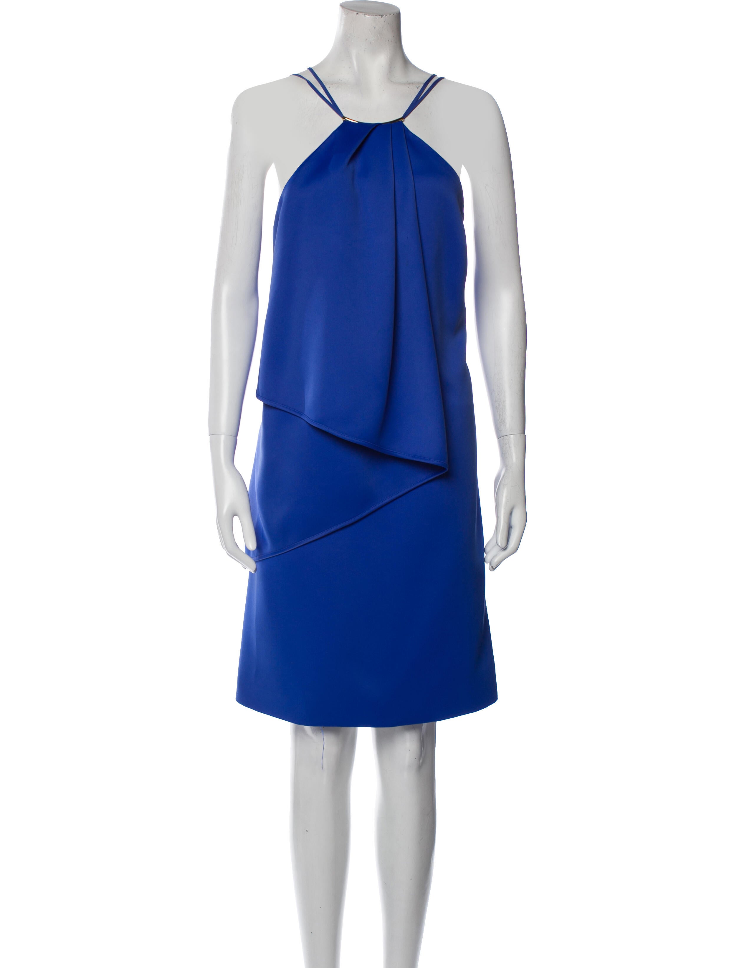 Halston Heritage Halterneck Mini Dress - Blue Dresses, Clothing ...
