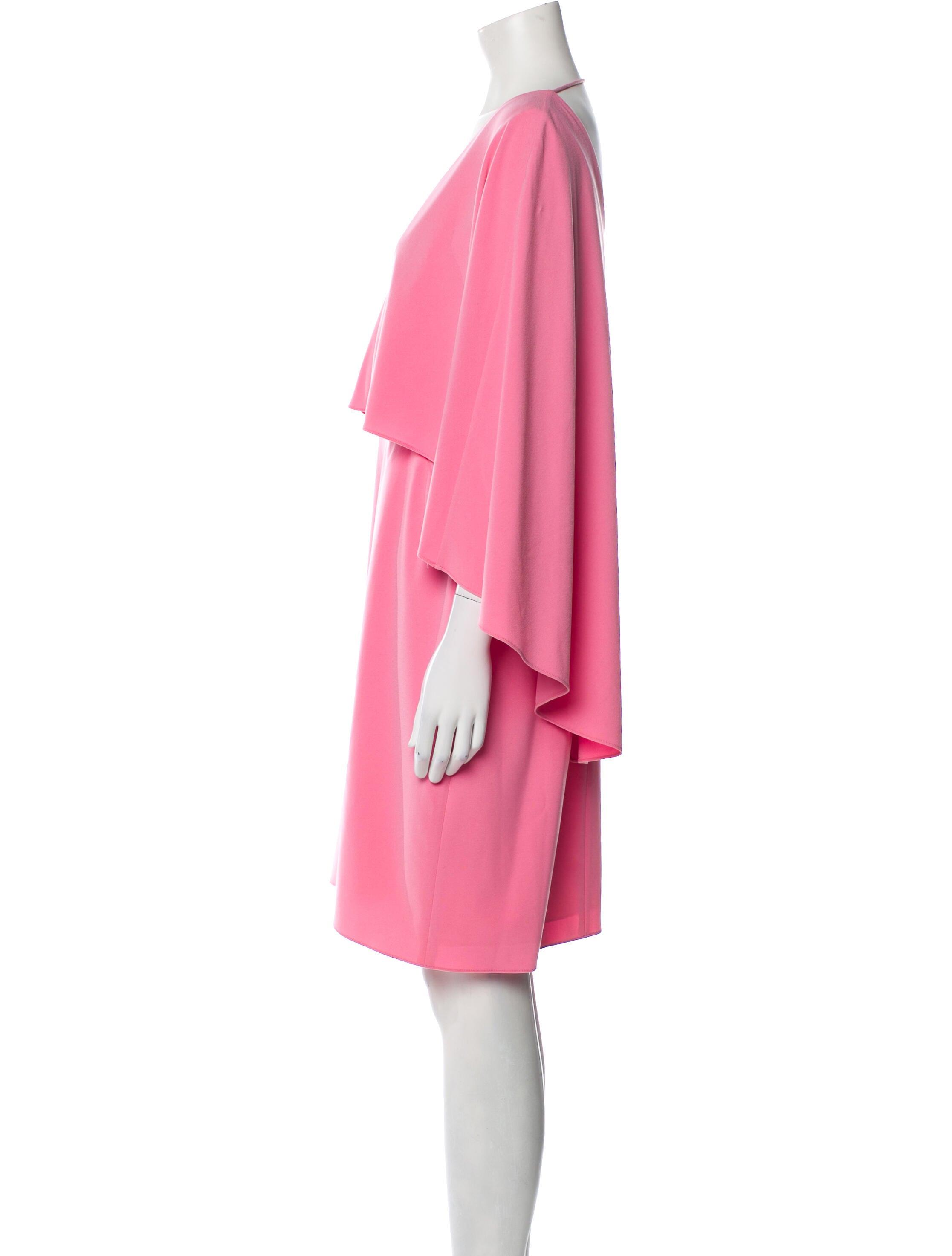 Halston Heritage V Neck Knee Length Dress Pink Dresses Clothing