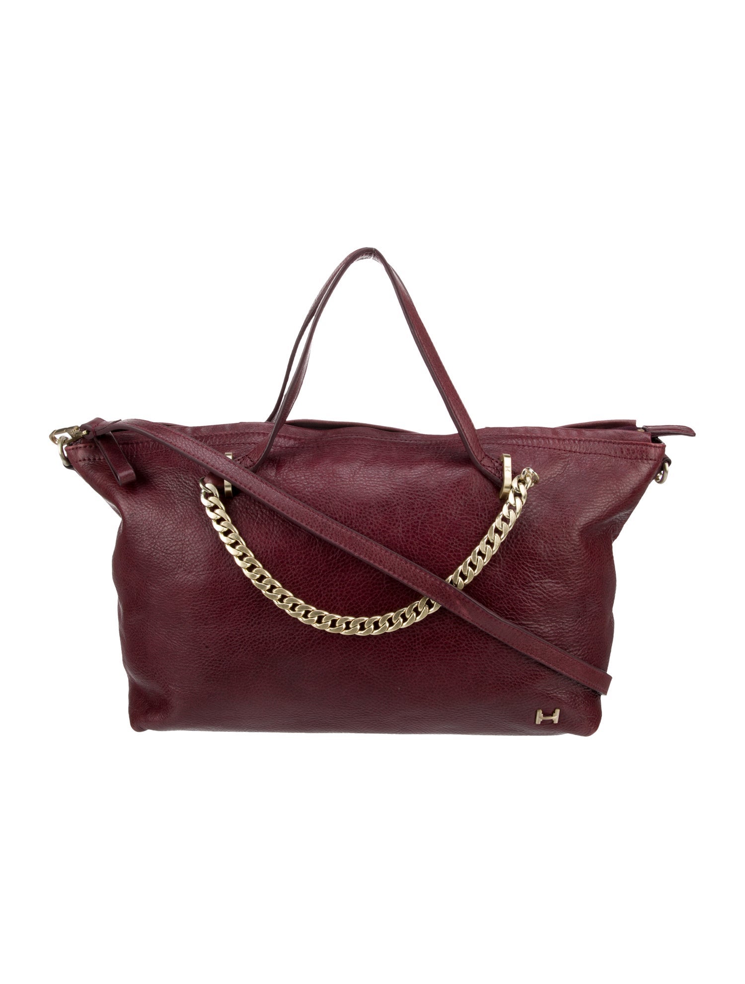 Halston Heritage Chain Link Leather Shoulder Bag - Burgundy Crossbody ...