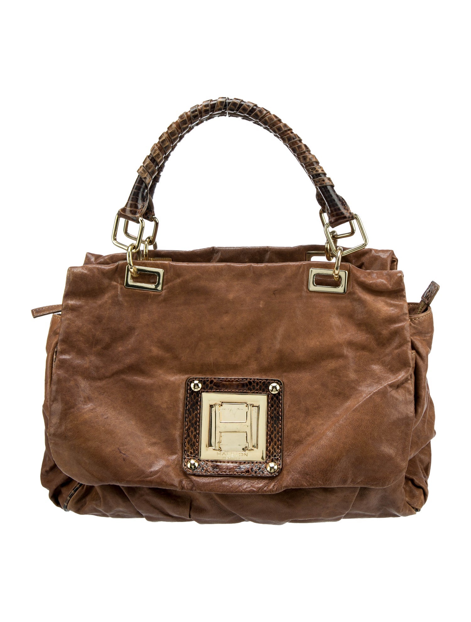 Halston Heritage Leather Handle Bag - Brown Handle Bags, Handbags ...