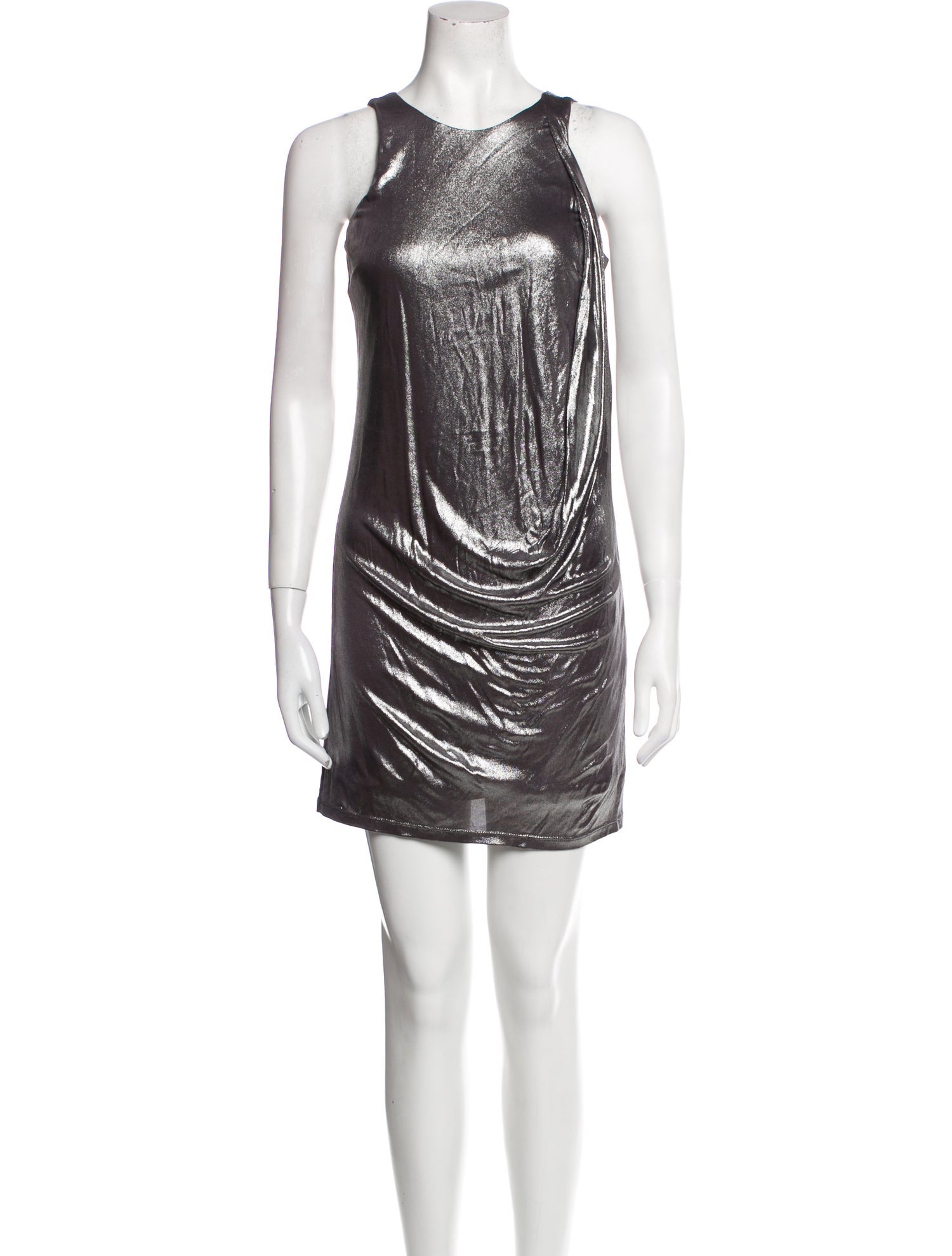 Halston Heritage Cowl Neck Mini Dress Grey Dresses Clothing