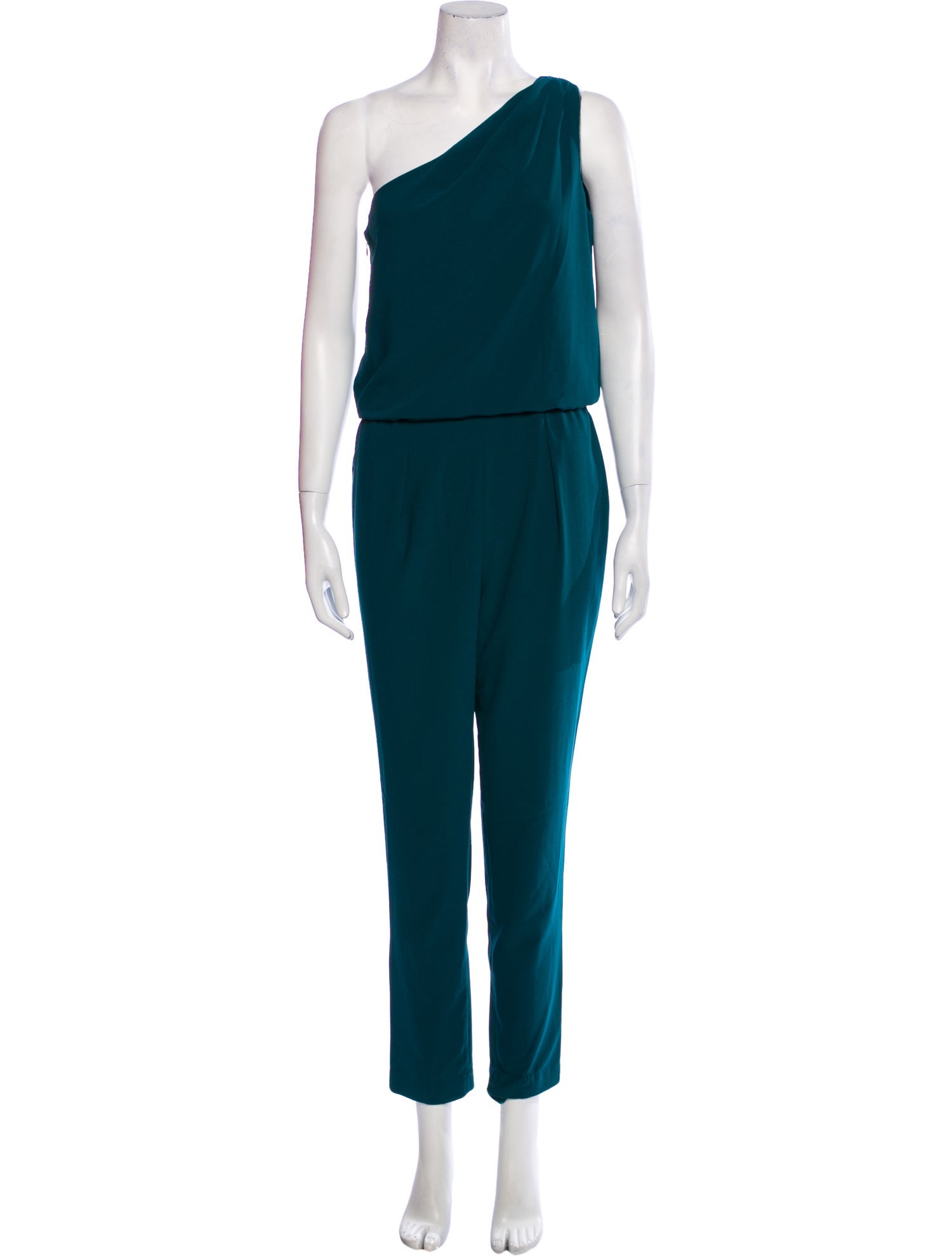 Halston Heritage One-Shoulder Jumpsuit - Green, 10.75" Rise Jumpsuits ...