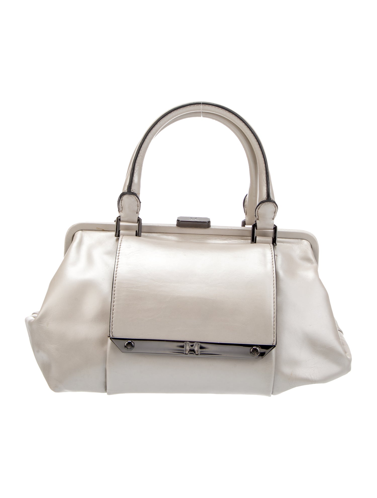 Halston Heritage Leather Top Handle Bag - Grey Handle Bags, Handbags ...