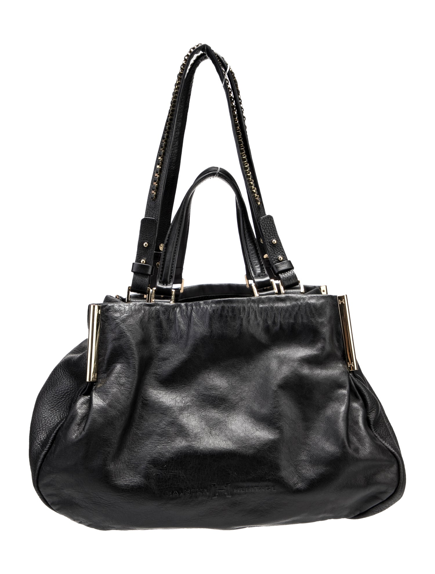 Halston Heritage Leather Top Handle Bag - Black Handle Bags, Handbags ...