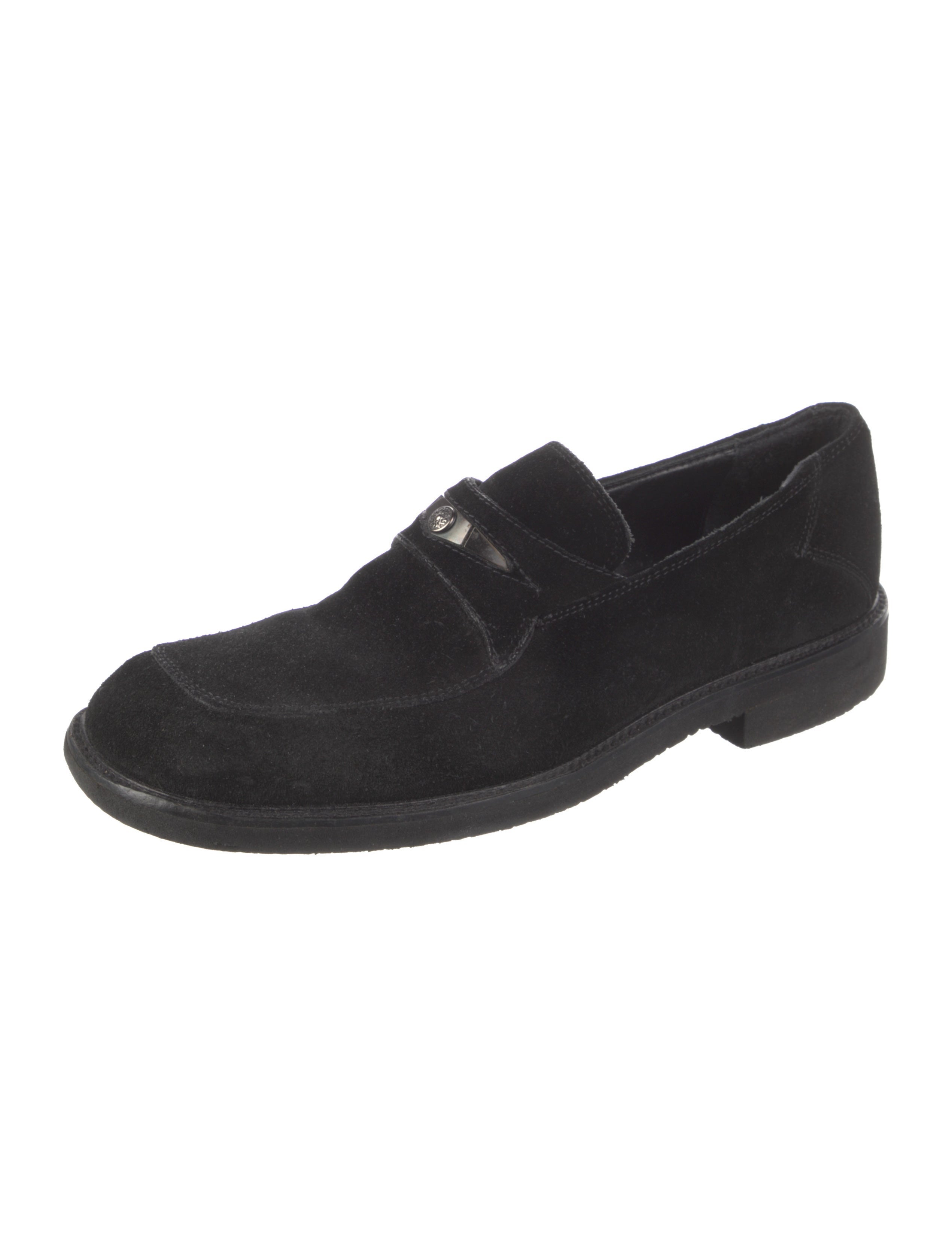 V2 Versace Classic Suede Loafers Black Loafers Shoes Wh221606 The Realreal
