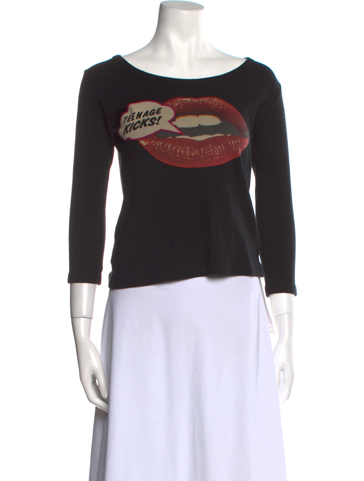 Hysteric Glamour Graphic Print Scoop Neck T-Shirt - Black Tops ...