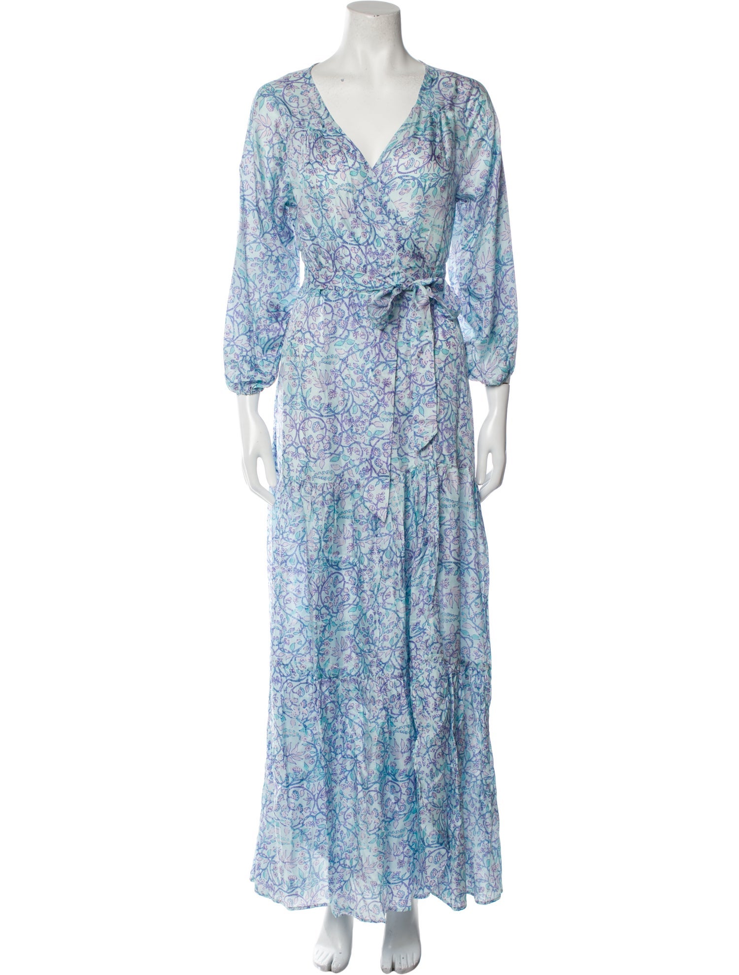Hannah Artwear Floral Print Long Dress - Blue Dresses, Clothing ...