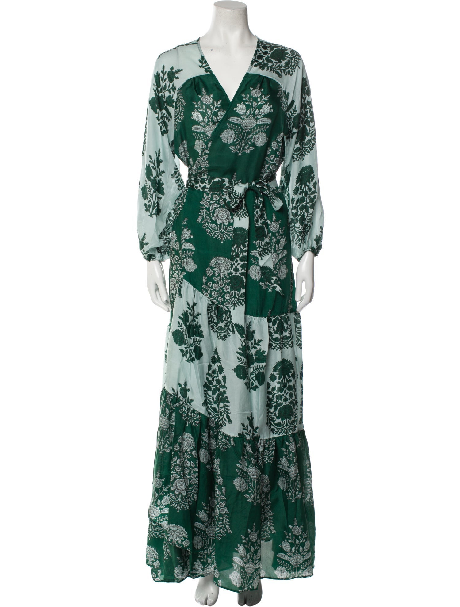 Hannah Artwear Floral Print Long Dress - Green Dresses, Clothing ...