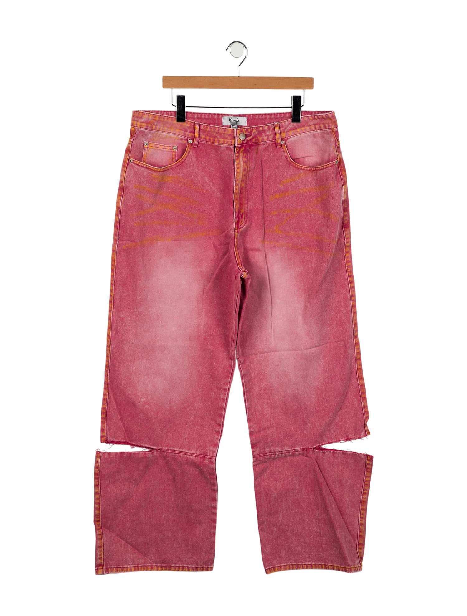 Hanifa High-Rise Wide Leg Jeans - Red, 13.75" Rise Jeans, Clothing ...