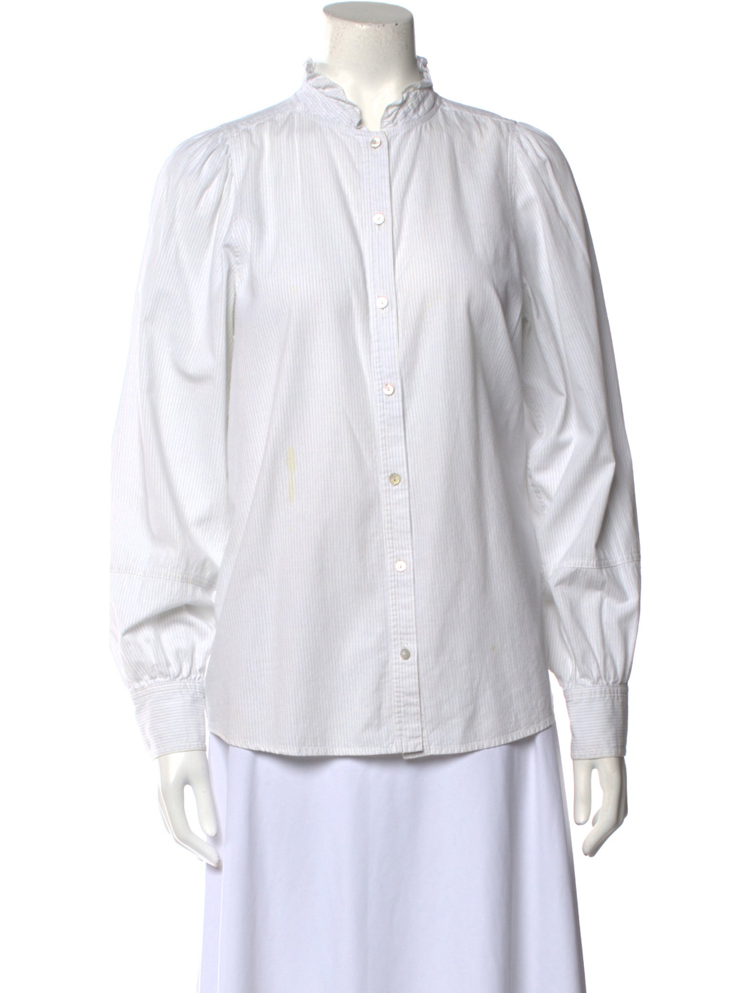 Hatch Mock Neck Long Sleeve Button-Up Top - White Tops, Clothing ...