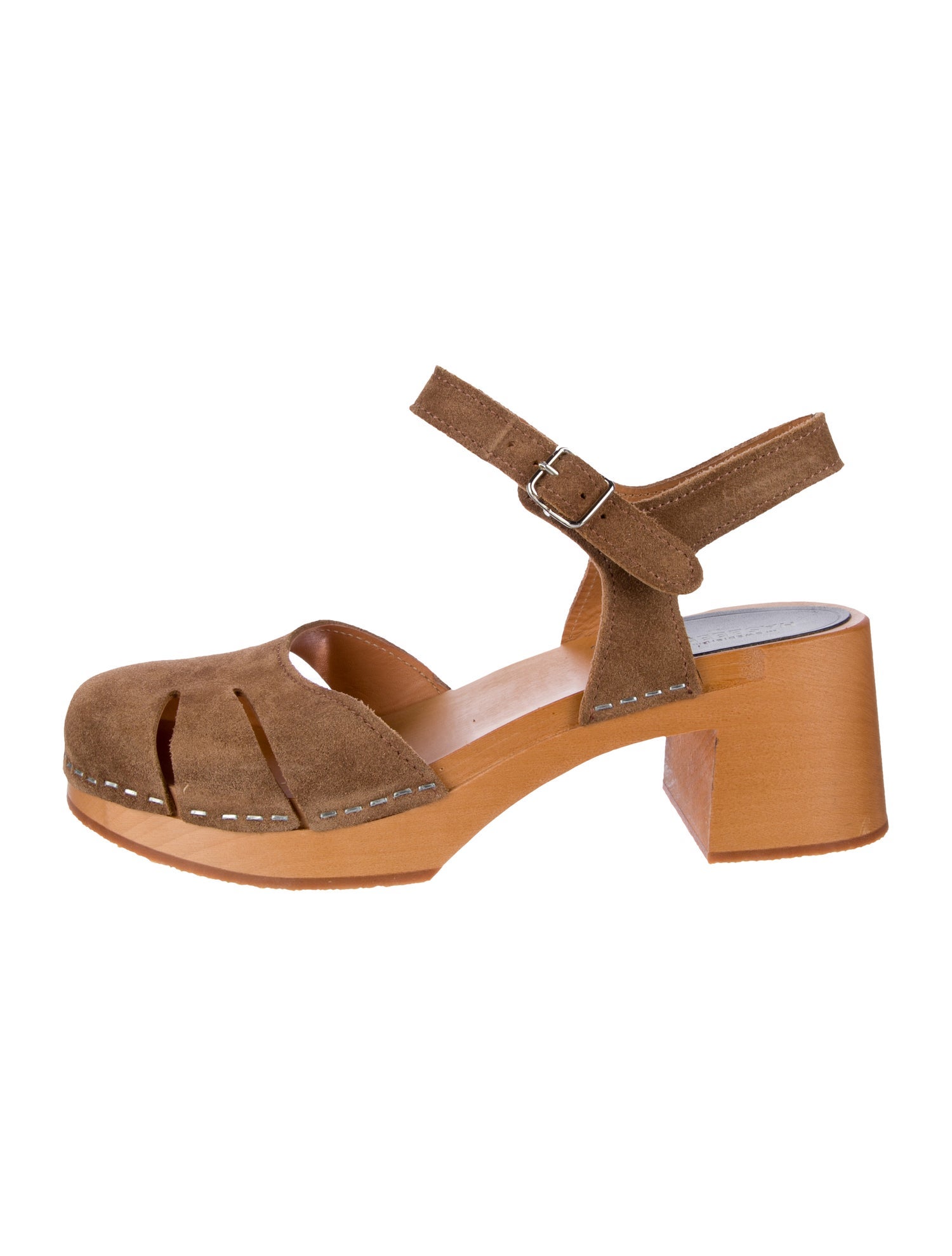 Swedish Hasbeens Suede Colorblock Pattern Slingback Pumps - Brown Pumps ...