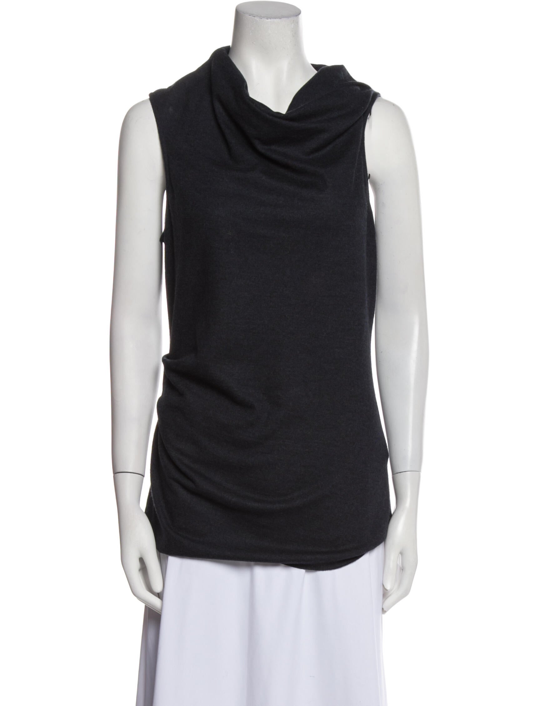 Helmut Lang Cowl Neck Sleeveless Blouse - Blue Tops, Clothing ...