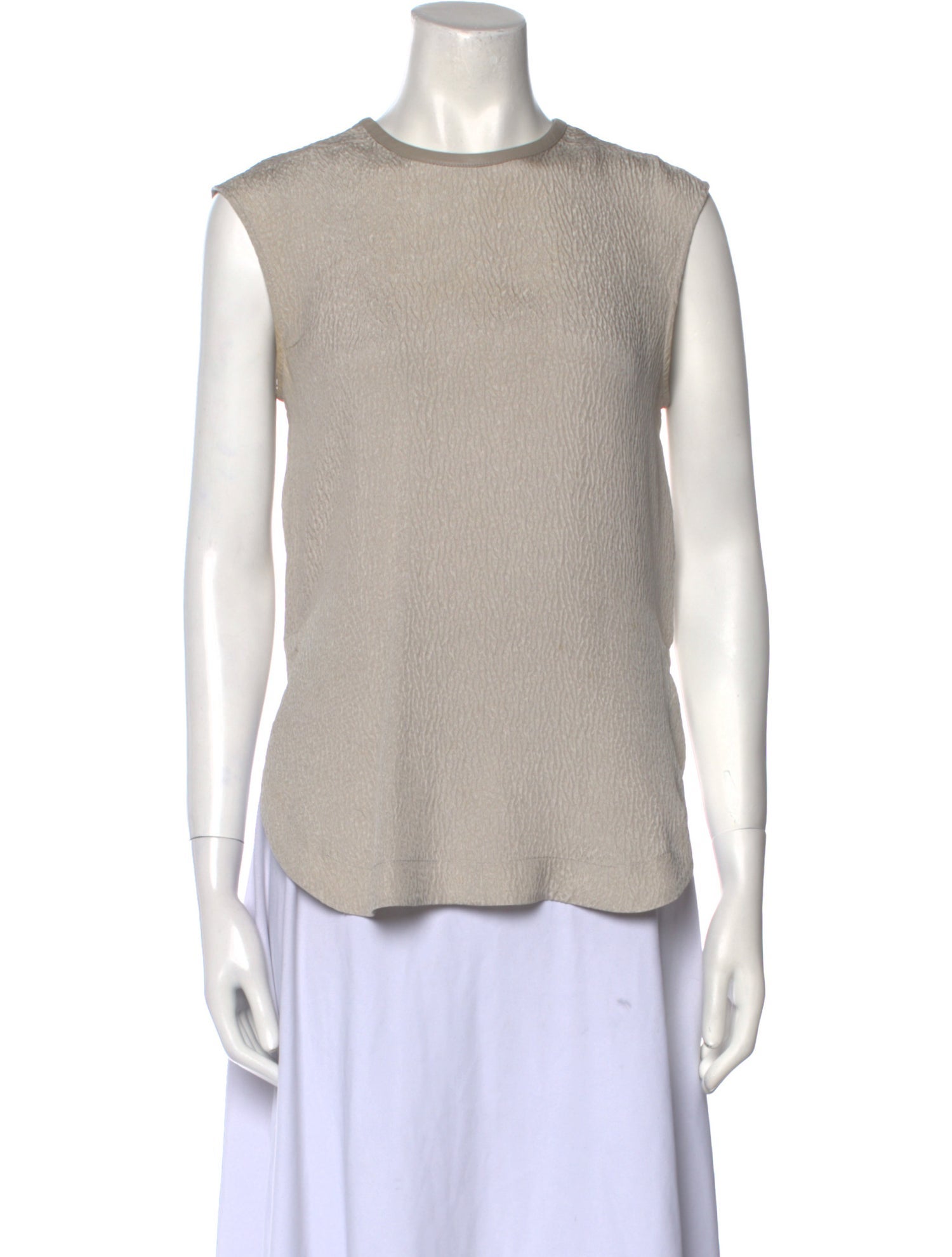 Helmut Lang Silk Crew Neck Top - Neutrals Tops, Clothing - WHELM231057 ...
