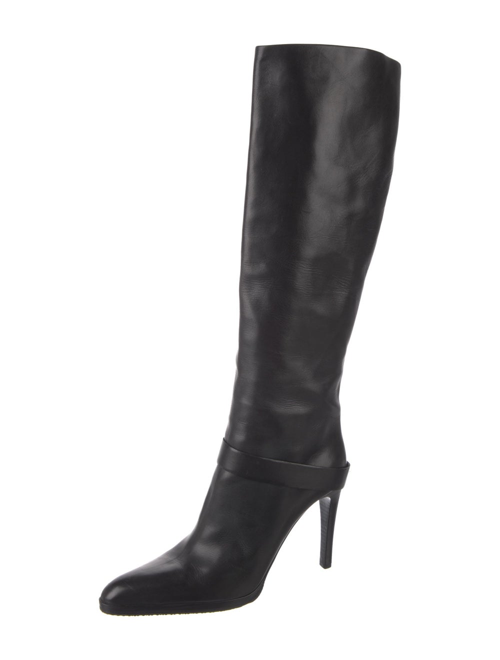 Helmut Lang Vintage Knee-High Boots Black Leather Poi… - Gem