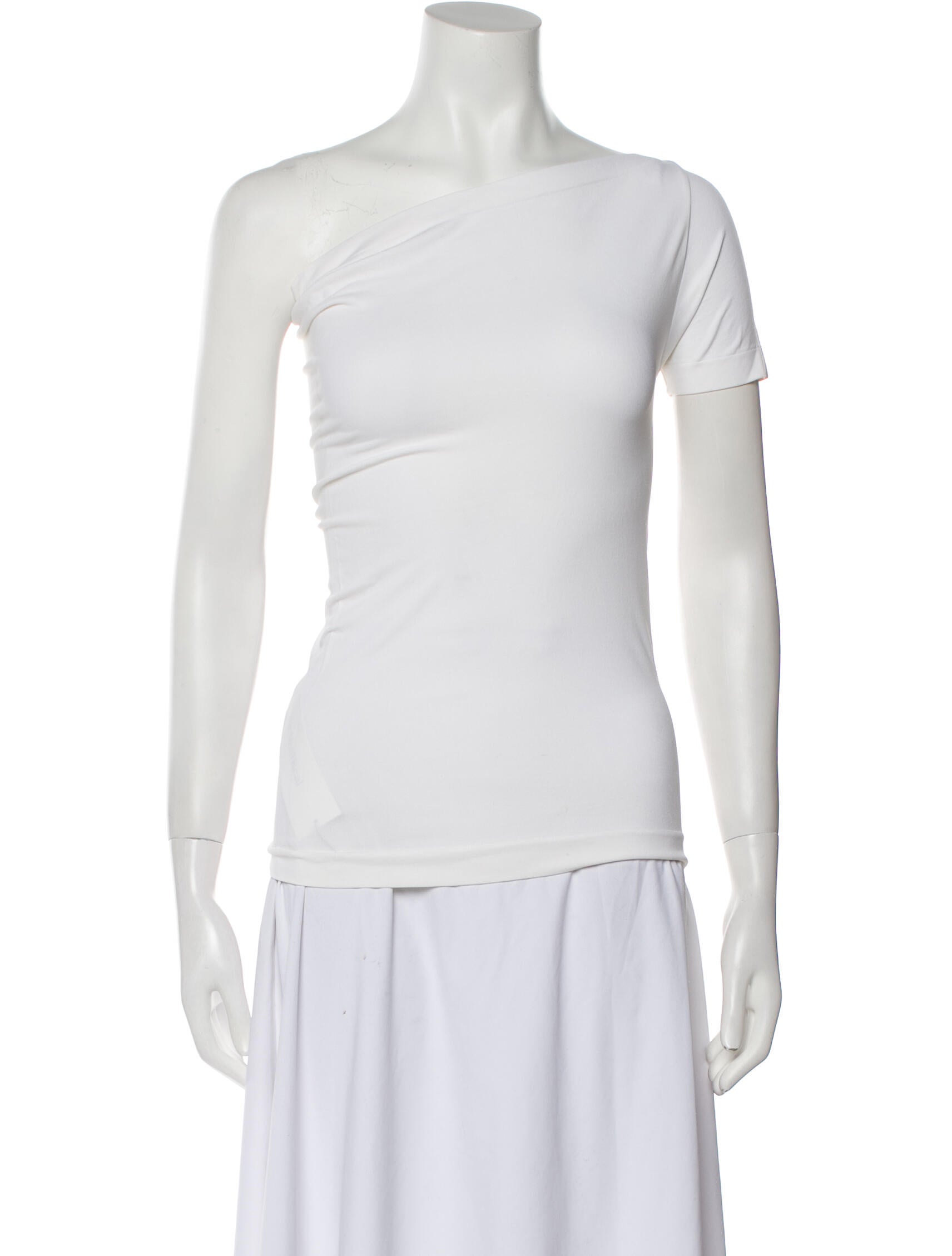 Helmut Lang One-Shoulder Short Sleeve Top - White Tops, Clothing ...