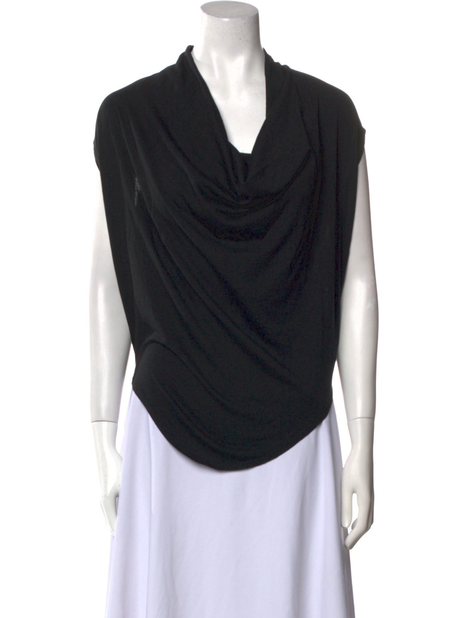 Helmut Lang Cowl Neck Short Sleeve Top - Black Tops, Clothing ...