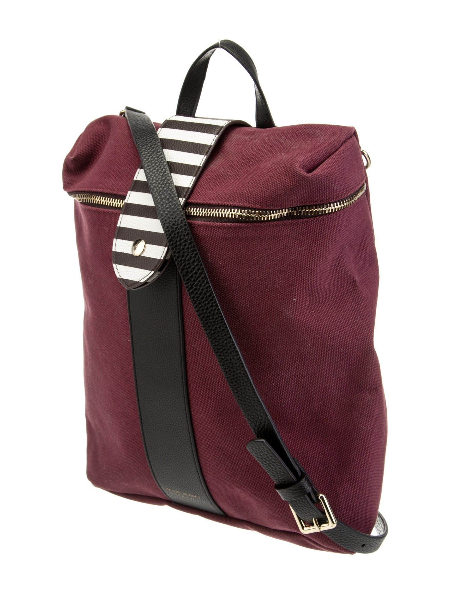 Henri Bendel Leather Trim Canvas Backpack - Burgundy Backpacks ...