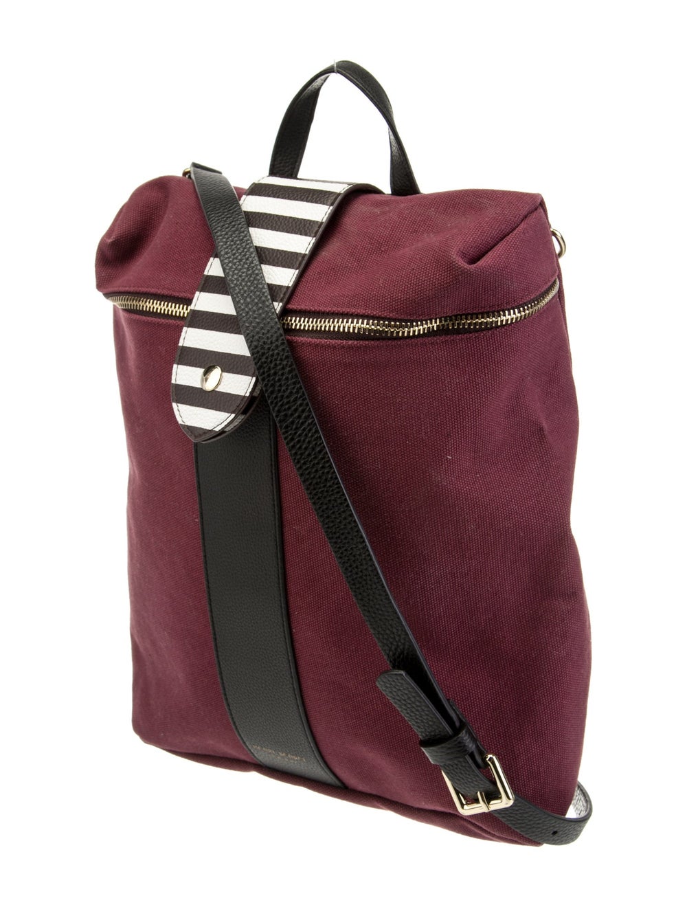Henri Bendel Leather Trim Canvas Backpack - Burgundy Backpacks ...